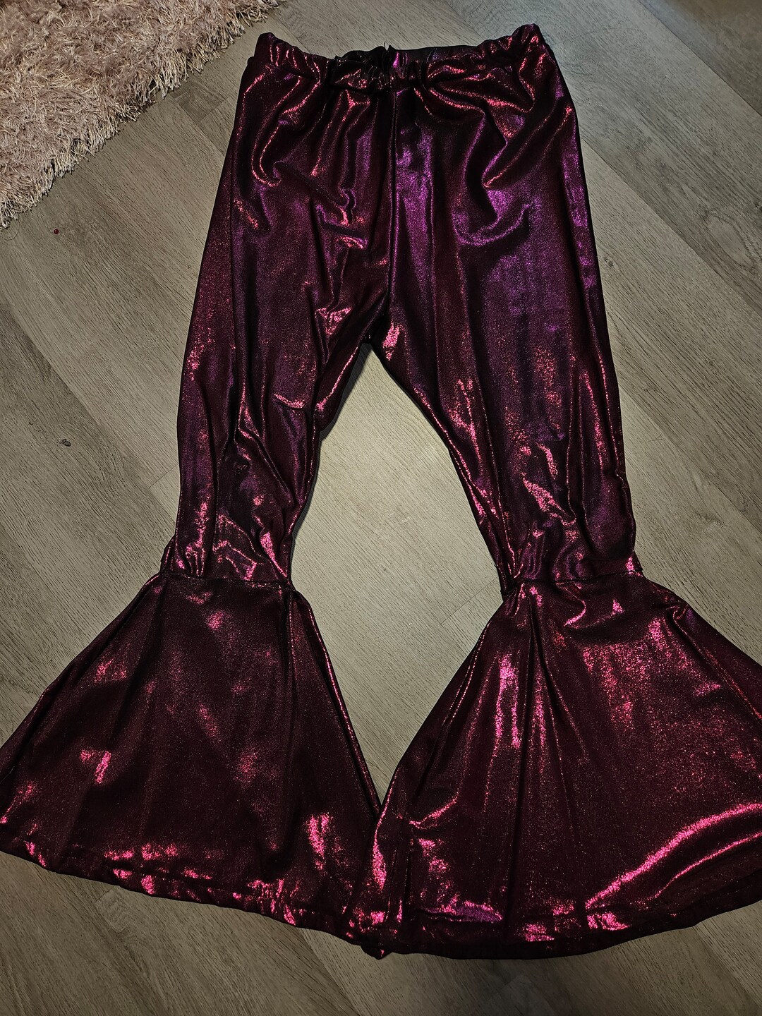Shiny Stretchy Metallic Bell Bottoms Leggings - Etsy