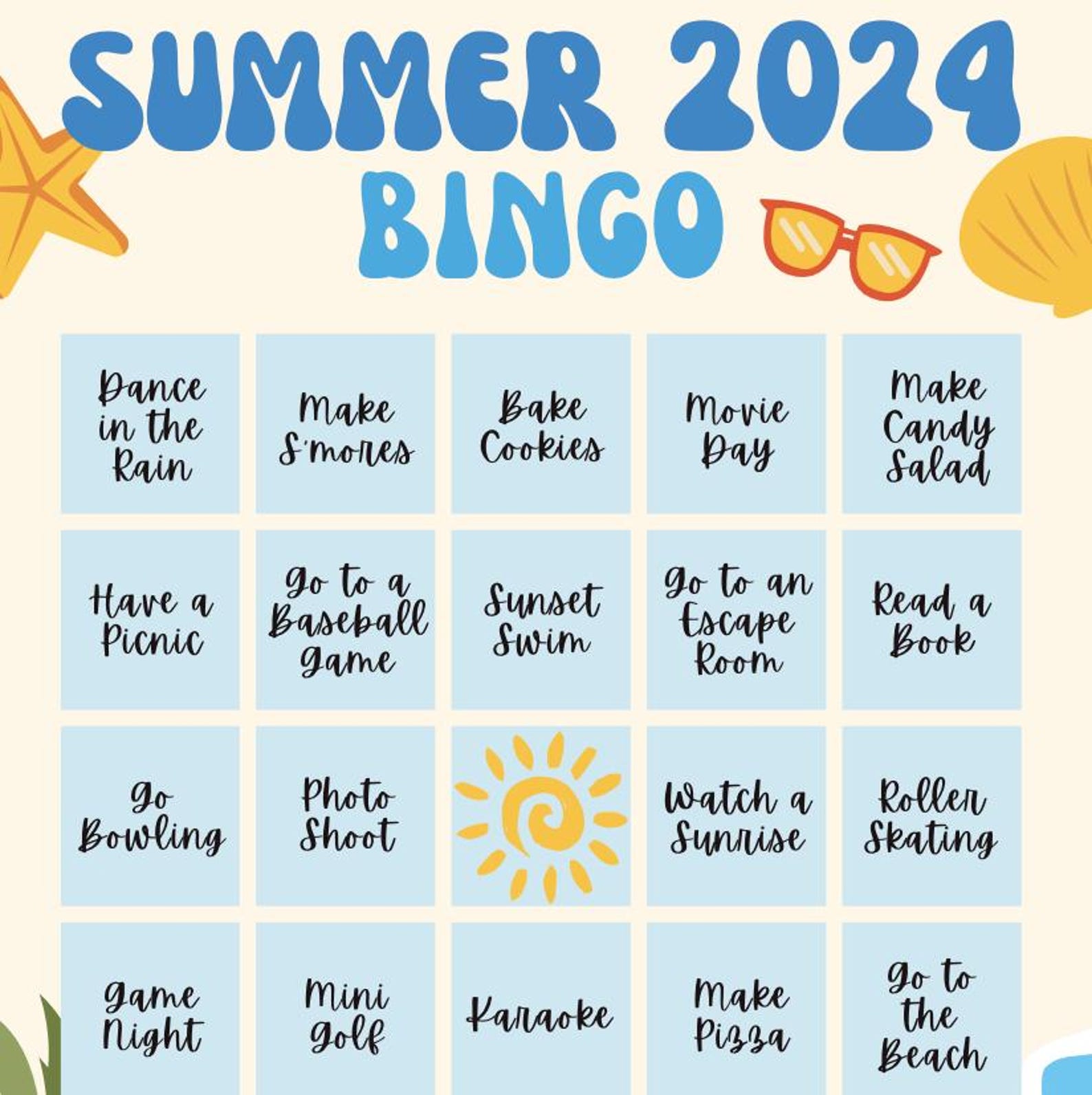 Summer 2024 Bucket List Bingo Cards - Etsy