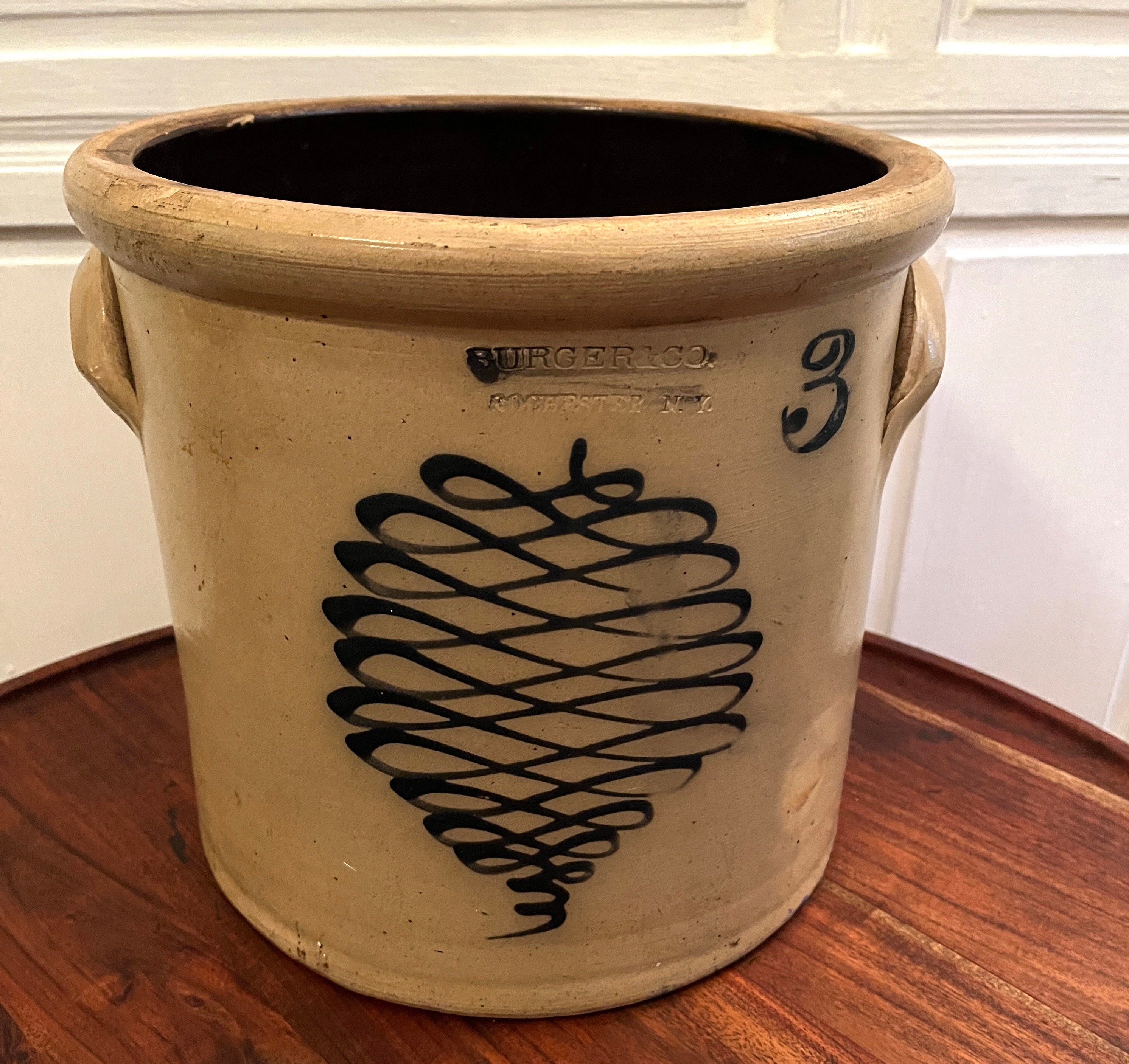 Antique 3 Gallon Stoneware Crock by J. Burger Jr Co - Etsy