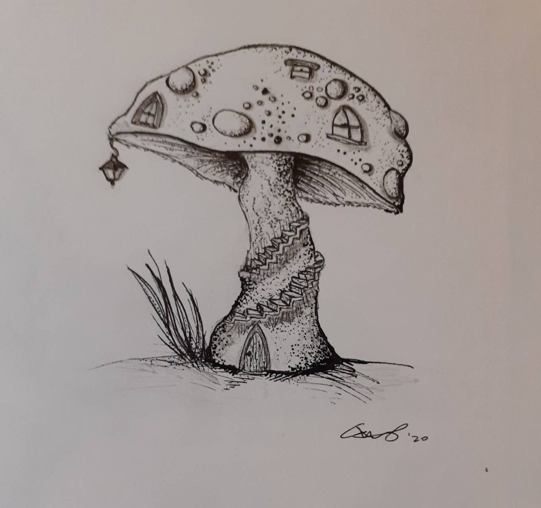 Tiny Toadstool House Original Artwork 4x4.5 - Etsy UK