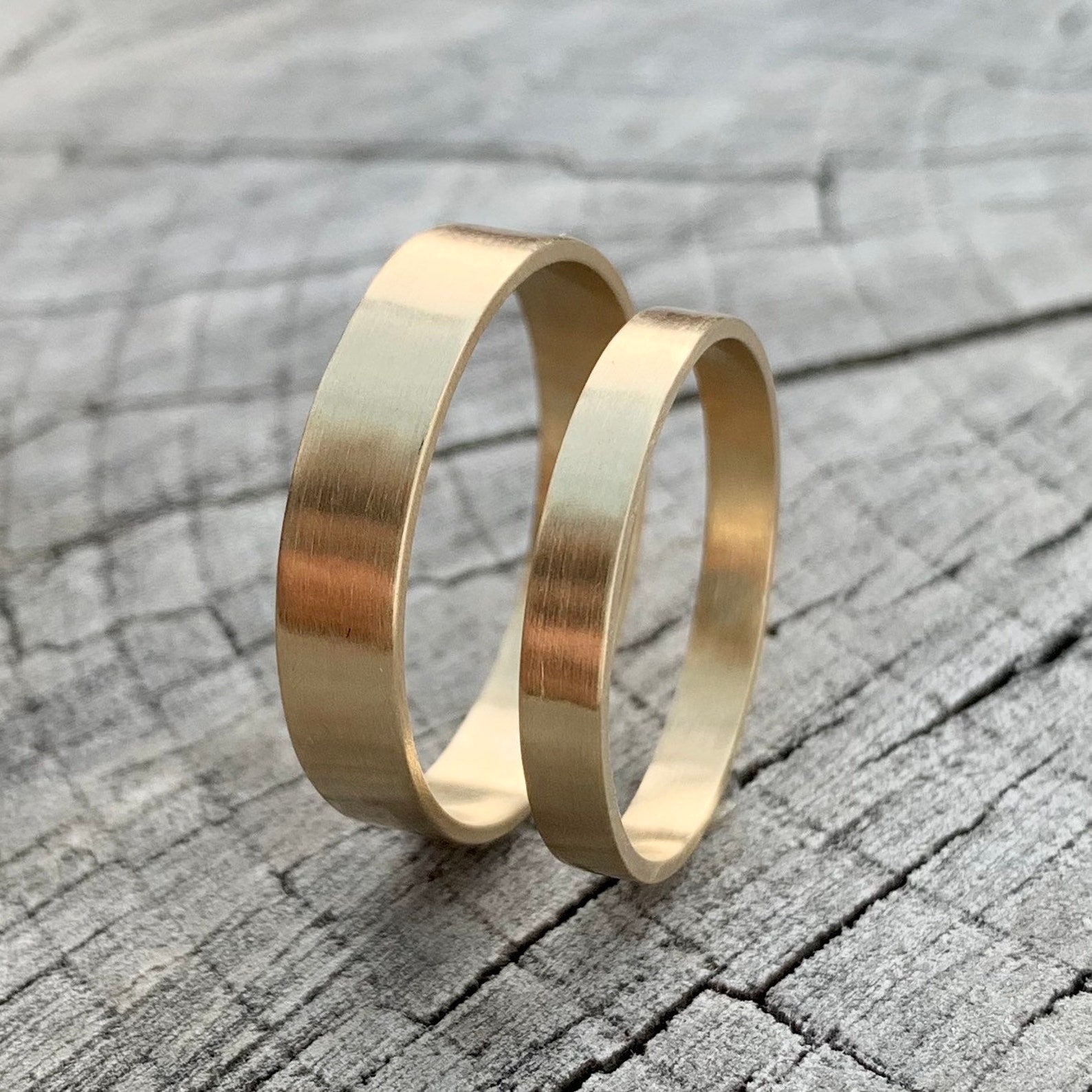 Gold wedding band set Gold wedding ring set Womans wedding | Etsy