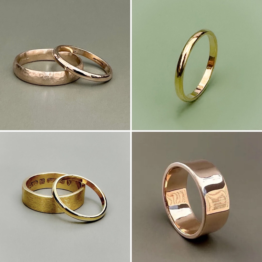 Matching Wedding Rings Set. Gold Wedding Ring Set. Gold Womans Wedding ...