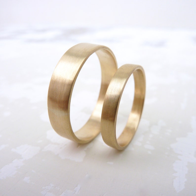 Gold wedding band set Gold wedding ring set Womans wedding | Etsy