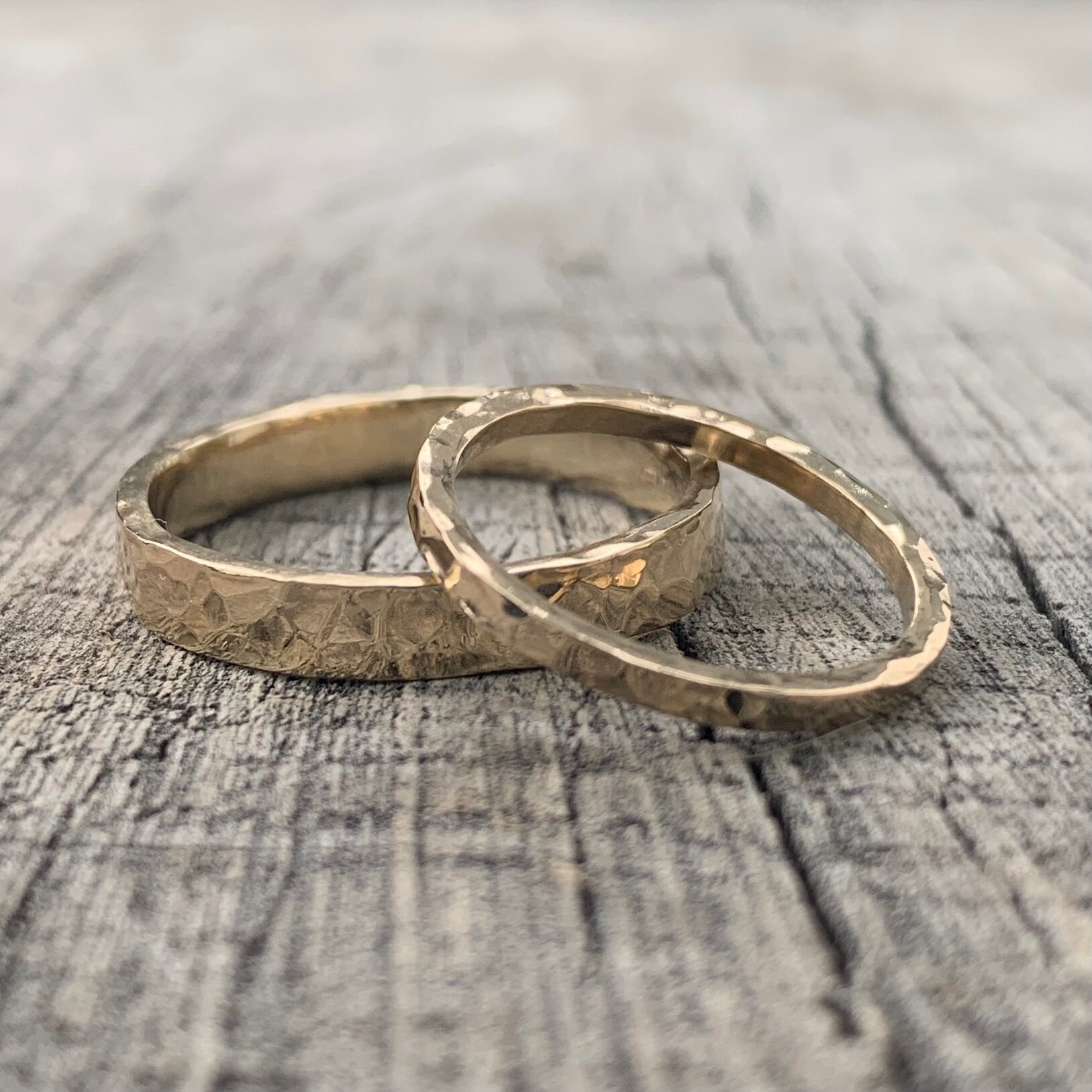 Gold Wedding Band Set Gold Wedding Ring Set Thin Wedding | Etsy