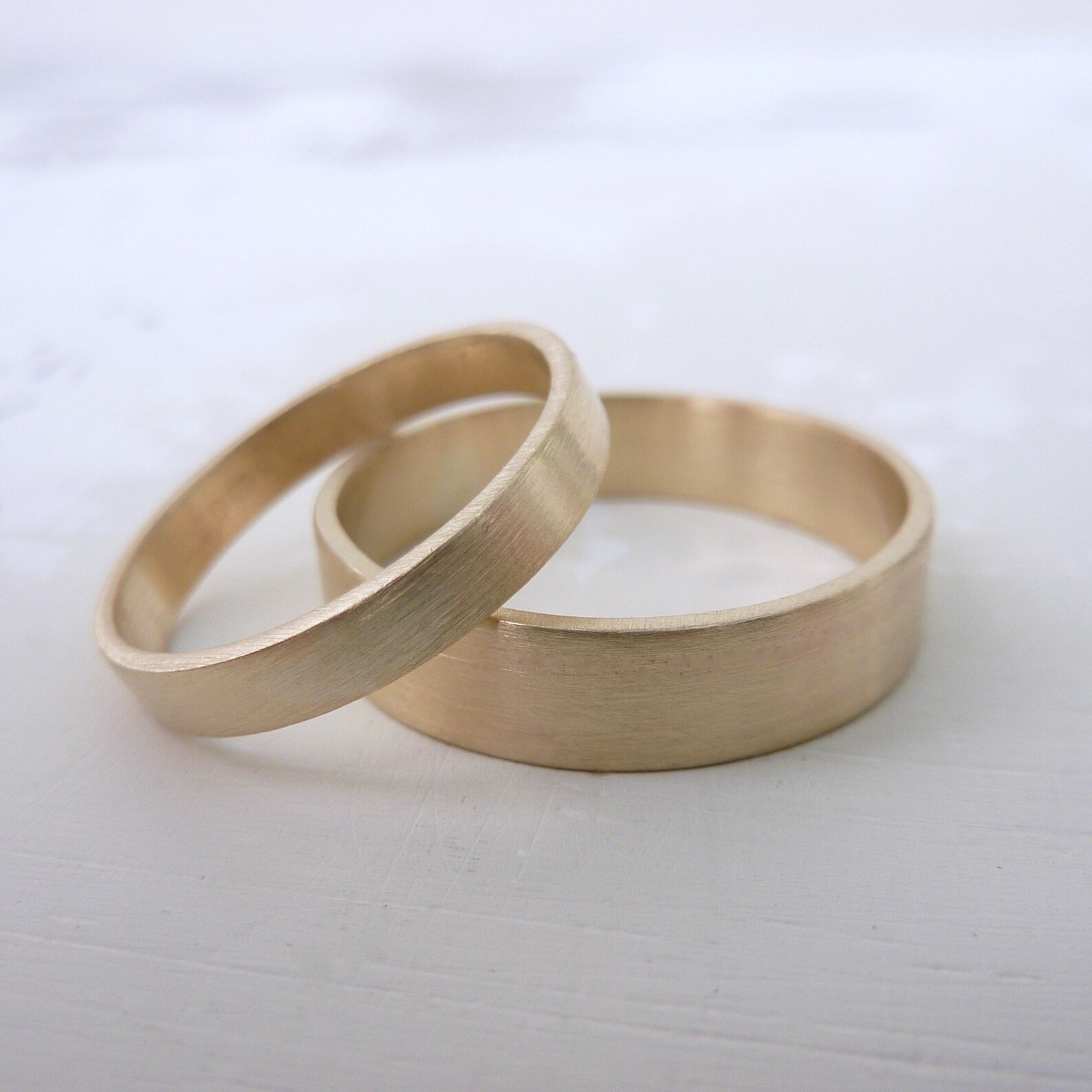 Gold wedding band set Gold wedding ring set Womans wedding | Etsy