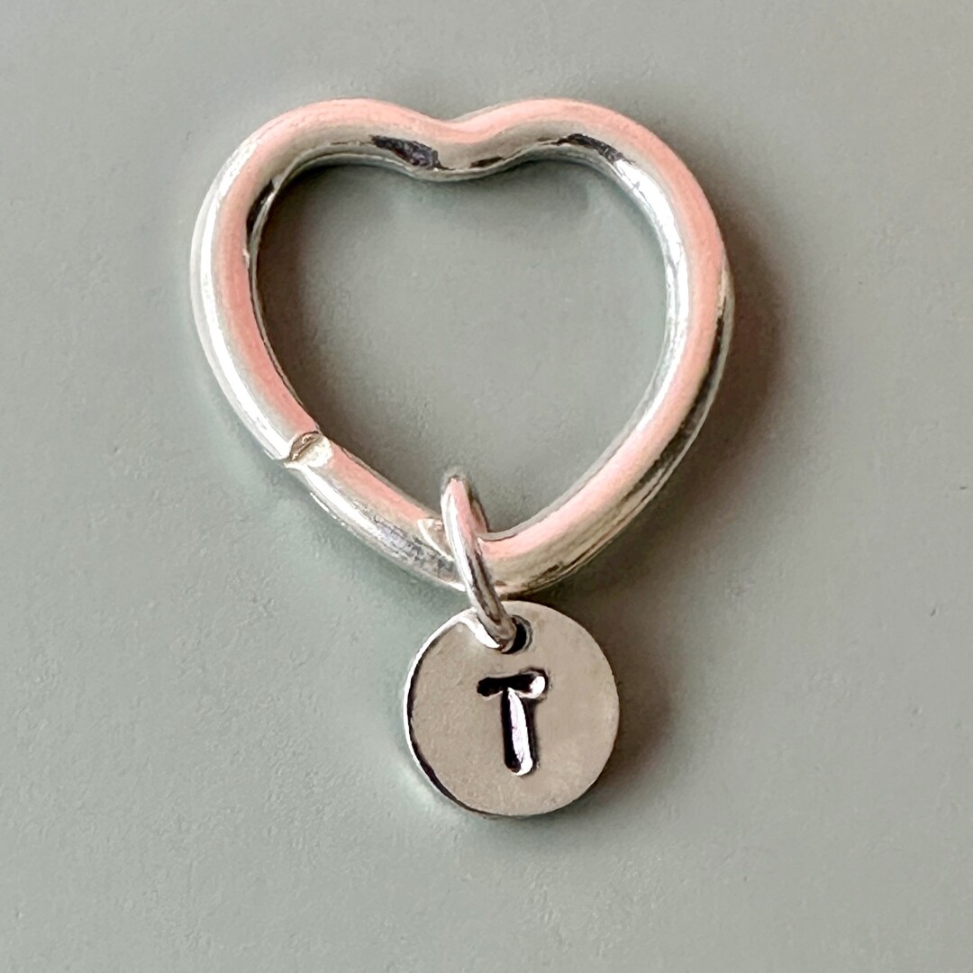 Sterling Silver Initial Keyring, Heart Keyring, Personalised Keychain ...