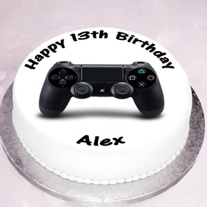 Playstation Controller Themed Cake Topper Edible Personalised Round ...