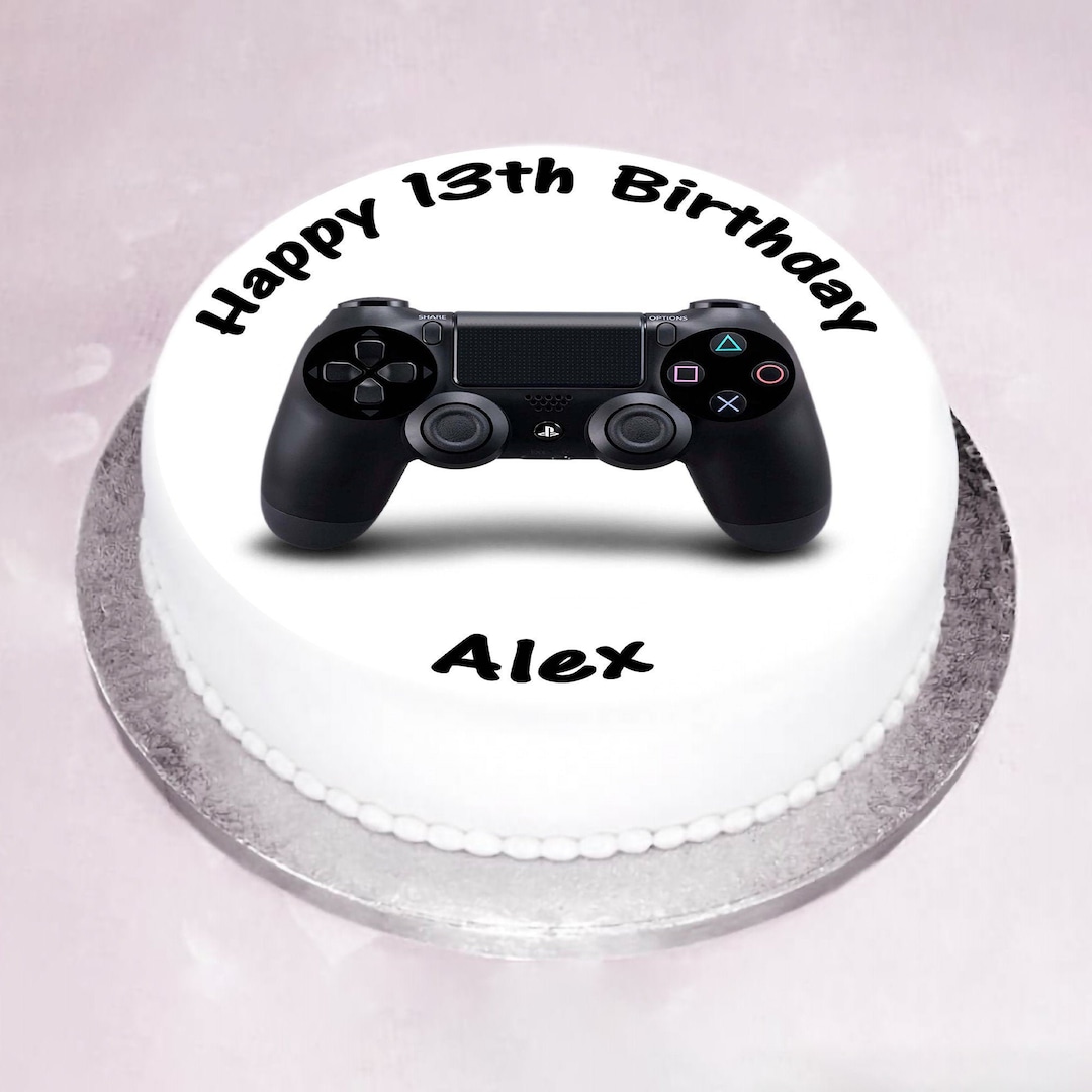 Playstation Controller Themed Cake Topper Edible Personalised Round ...