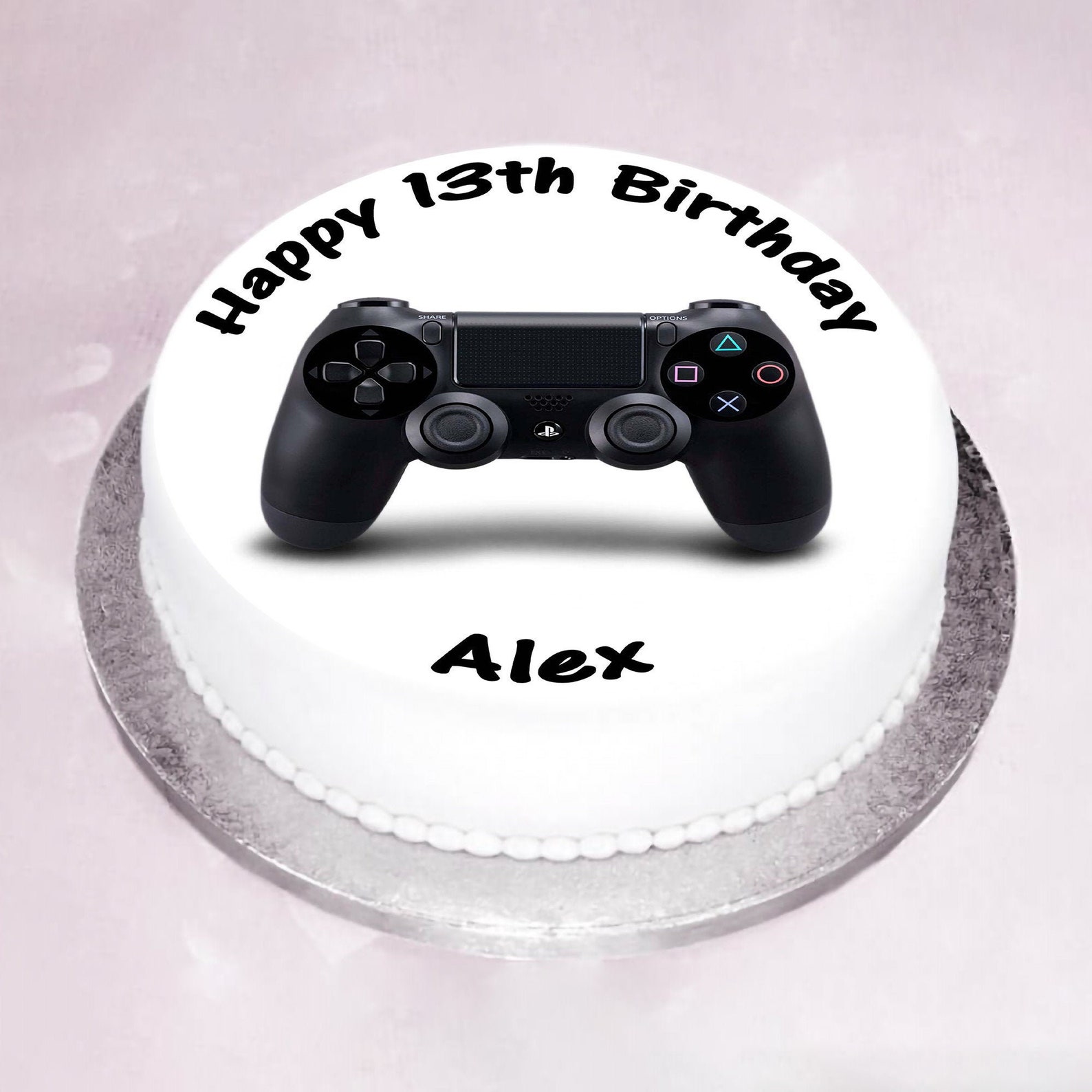 Playstation Controller Themed Cake Topper Edible Personalised Round ...