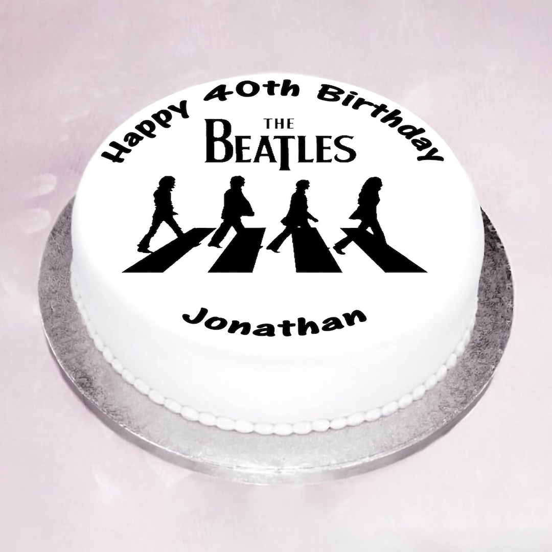 Beatles Abbey Road Cake Topper Edible Personalised 8" Round Birthday ...