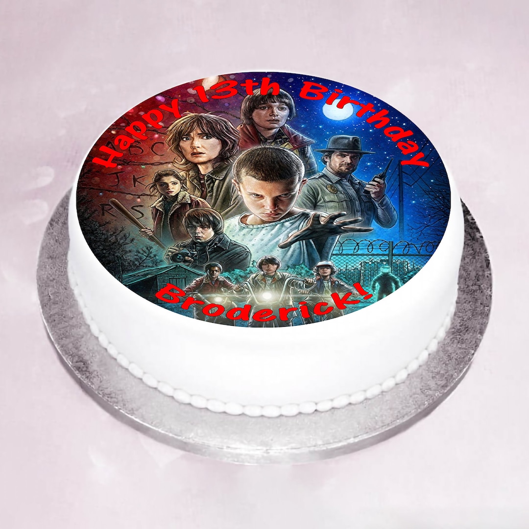 Stranger Things Party Cake Topper Edible Personalised 8" Round Birthday ...