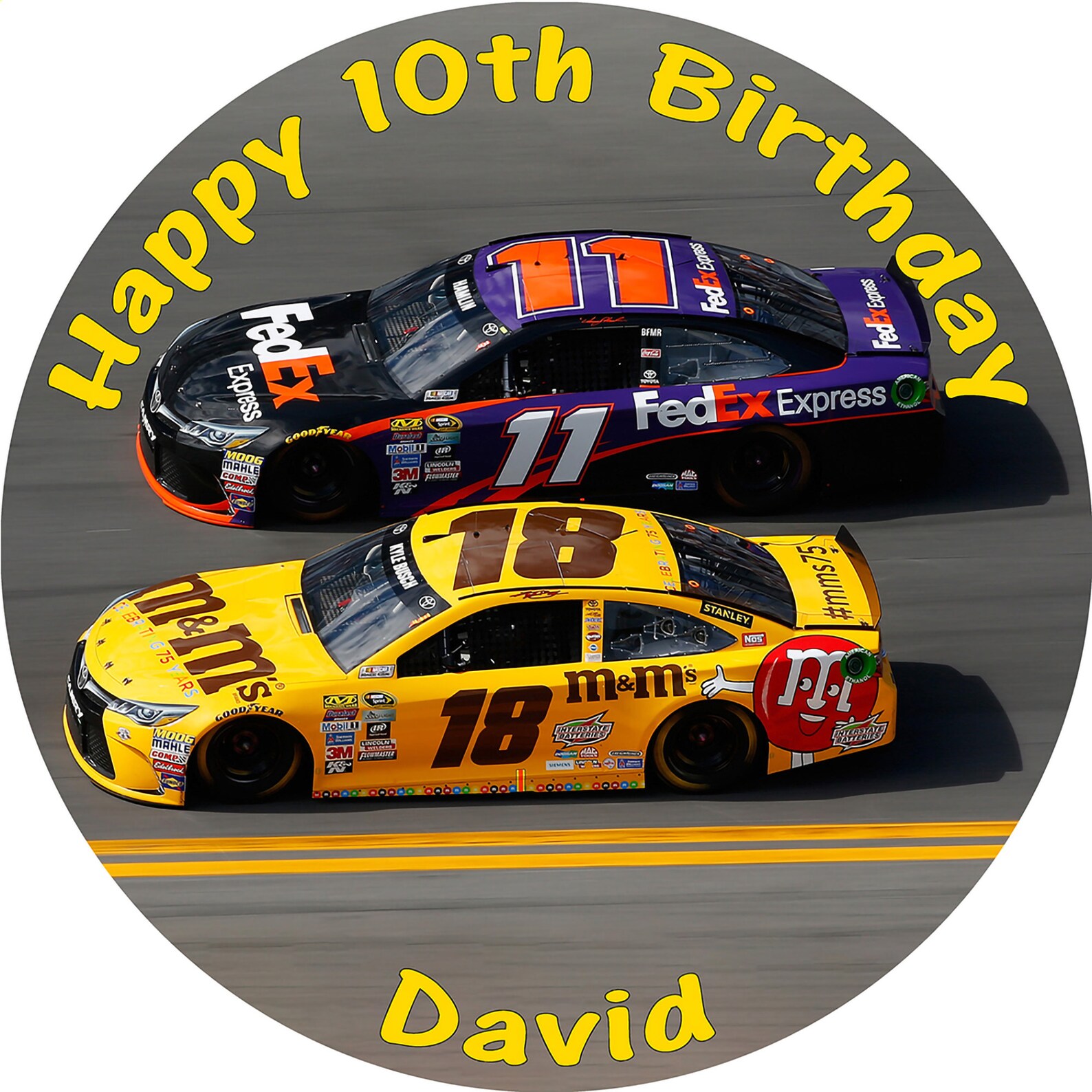 NASCAR Racing Cake Topper Edible Personalised Round Cake | Etsy
