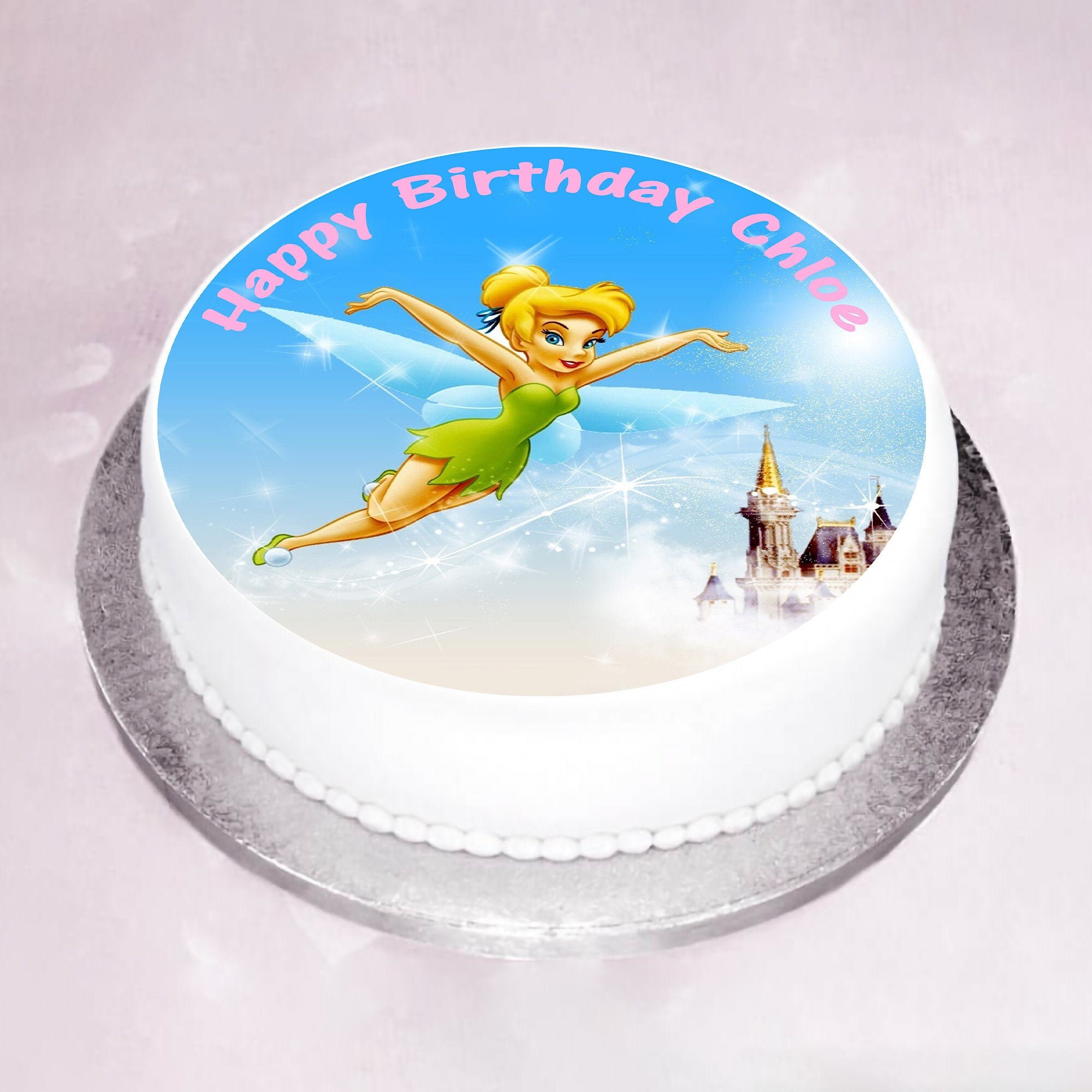 Tinkerbell Cake Topper Edible Personalised Round Birthday Cake | Etsy