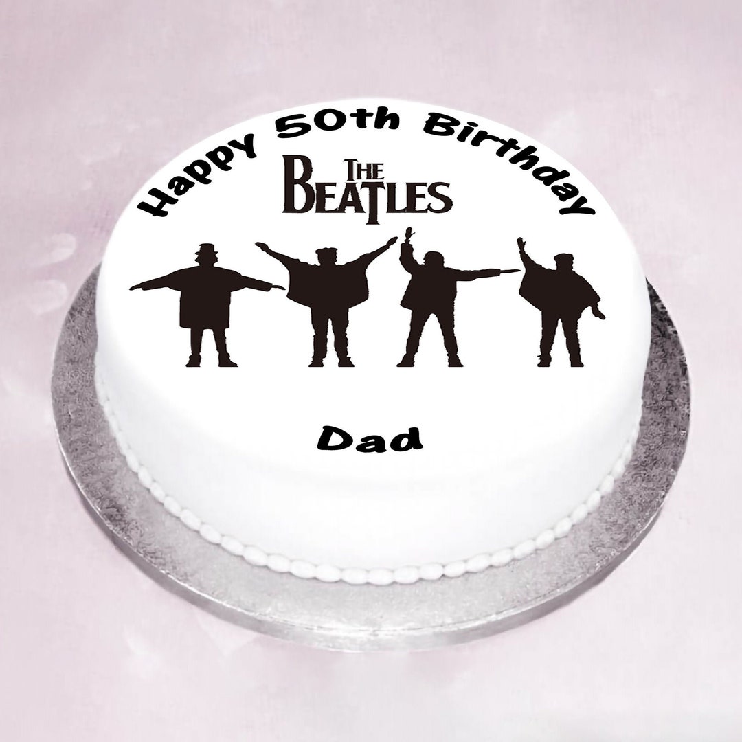 Beatles Help Cake Topper Edible Personalised 8" Round Birthday Cake ...