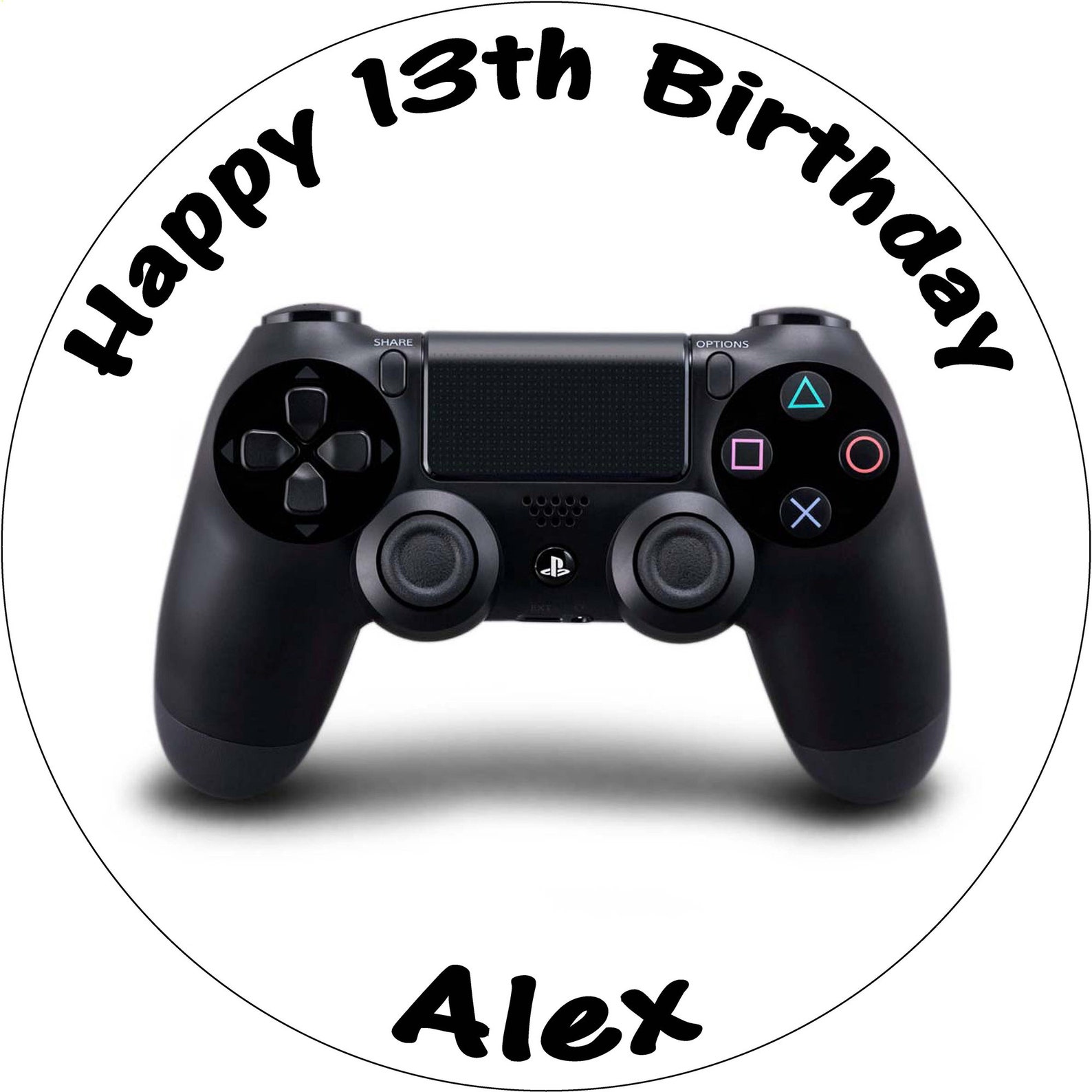 Playstation Controller Themed Cake Topper Edible Personalised Round ...
