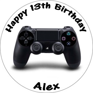 Playstation Controller Themed Cake Topper Edible Personalised Round ...
