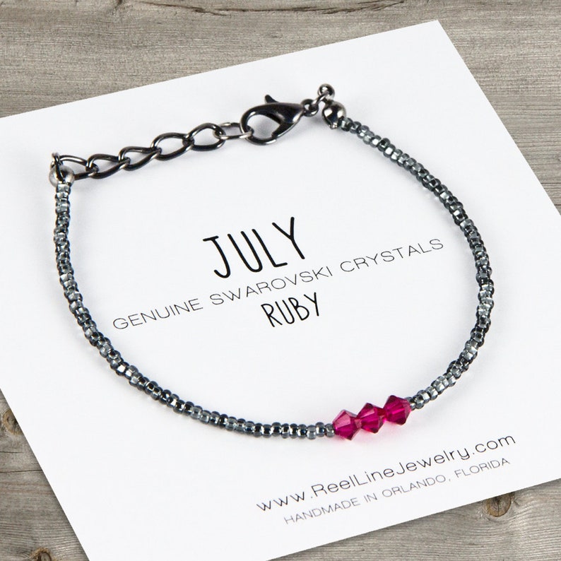 July Ruby Crystal Birthstone Bracelet Birthday Gift Birthday | Etsy