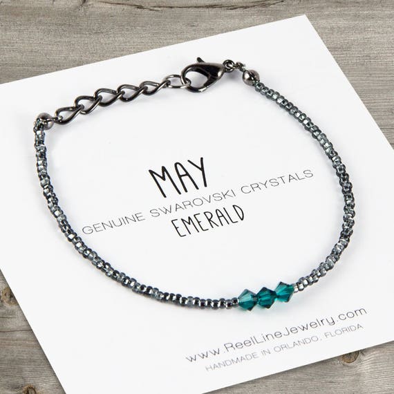 May Birthstone Bracelet Emerald Birthstone Bracelet Birthday | Etsy