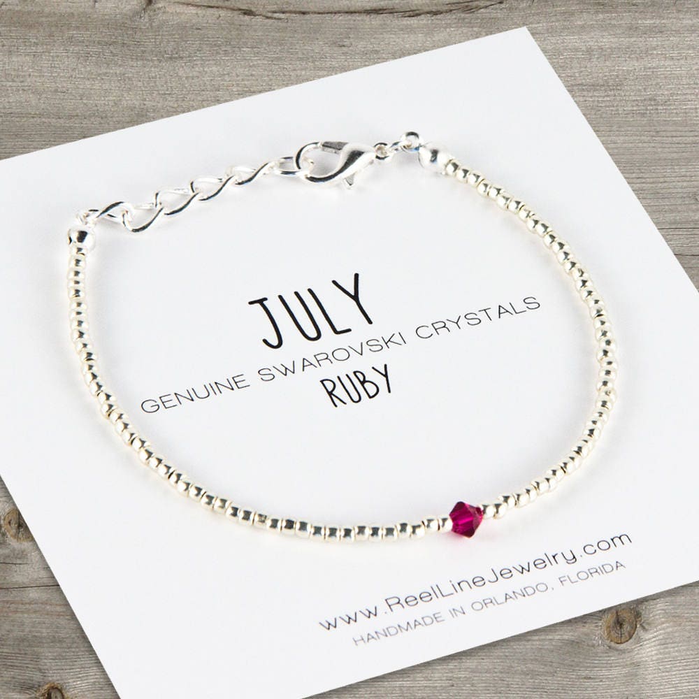 July Ruby Crystal Birthstone Bracelet birthday gift birthday | Etsy