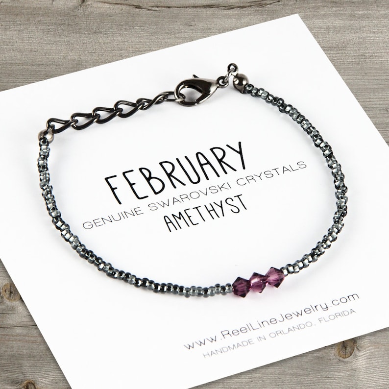 Birthstone Bracelet February Birthstone Bracelet Gift - Etsy