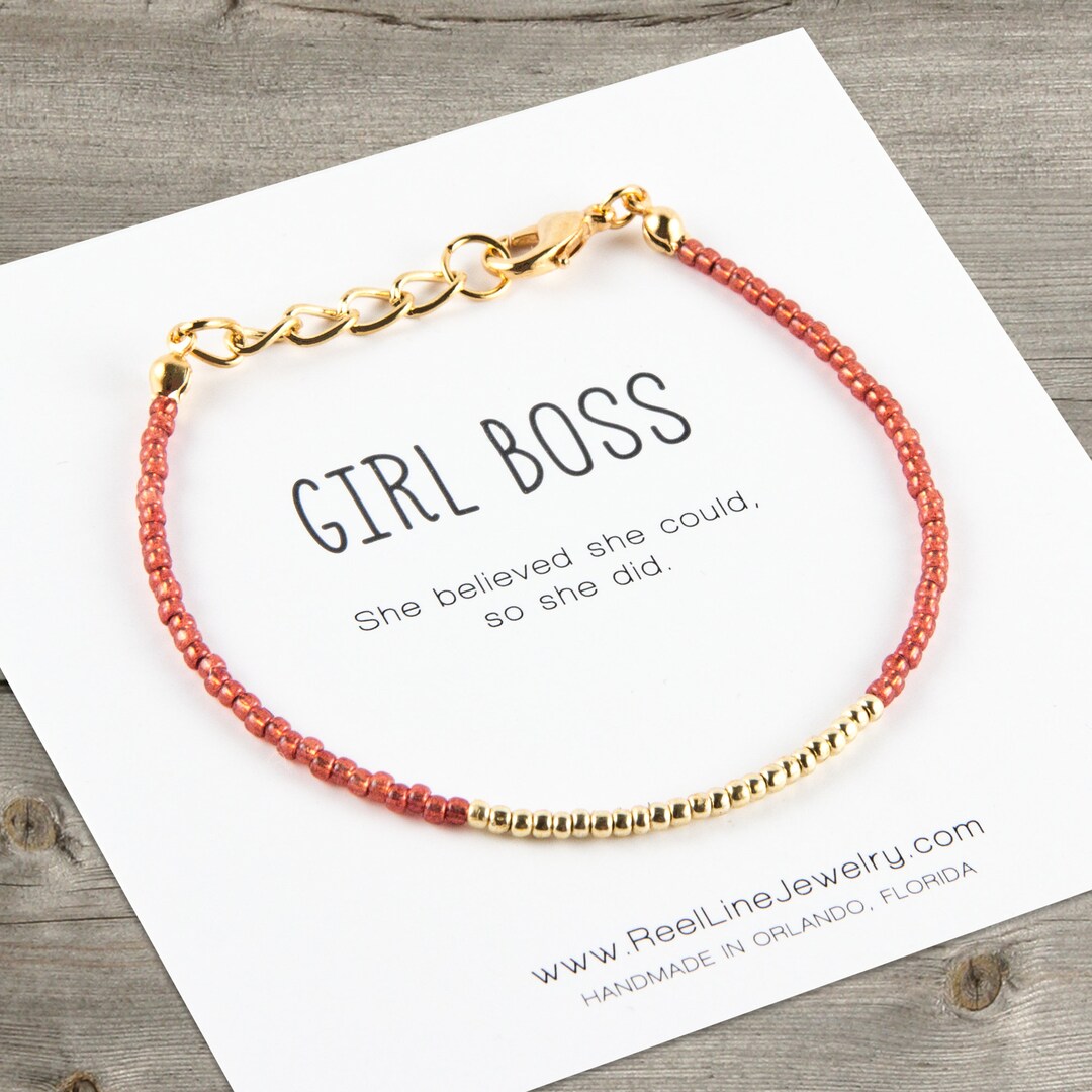 GIRL BOSS Minimalist Inspirational Bracelet. Boss Babe Gift, Female ...