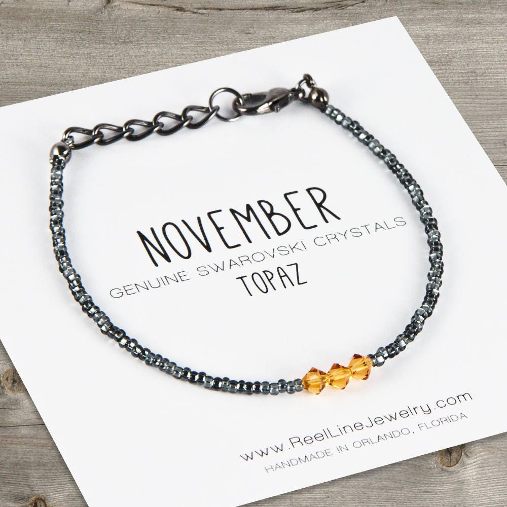 November Birthstone Bracelet Topaz Citrine birthstone | Etsy