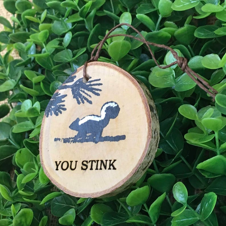 A skunk you stink birch ornament Personalized | Etsy