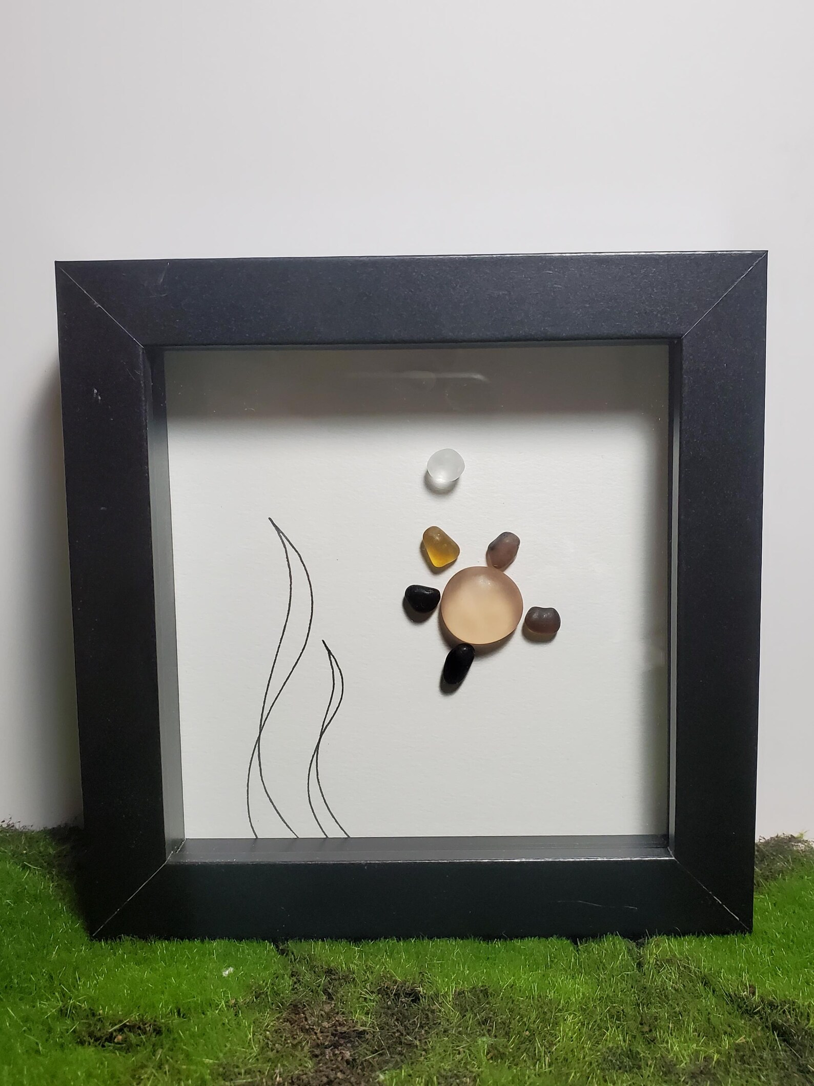 Turtle Sea Stone and Glass, 5x5 Shadow Box Frame - Etsy