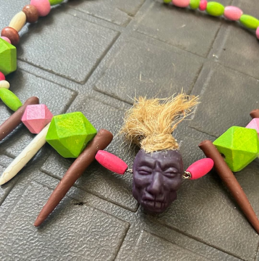 Hand Sculpted Tiki Shrunken Head Necklace - Etsy