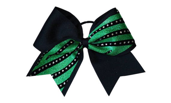 Black and Green Streamers Cheer Hair Bow | Etsy