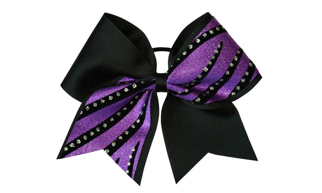 Black and Purple Streamers Cheer Hair Bow - Etsy