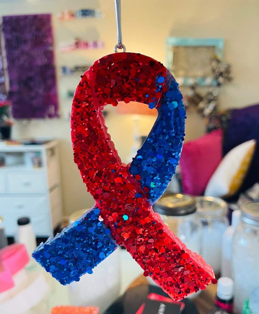 Pulmonary Fibrosis Awareness Ribbon Car Freshie Gift Custom IPF Warrior ...