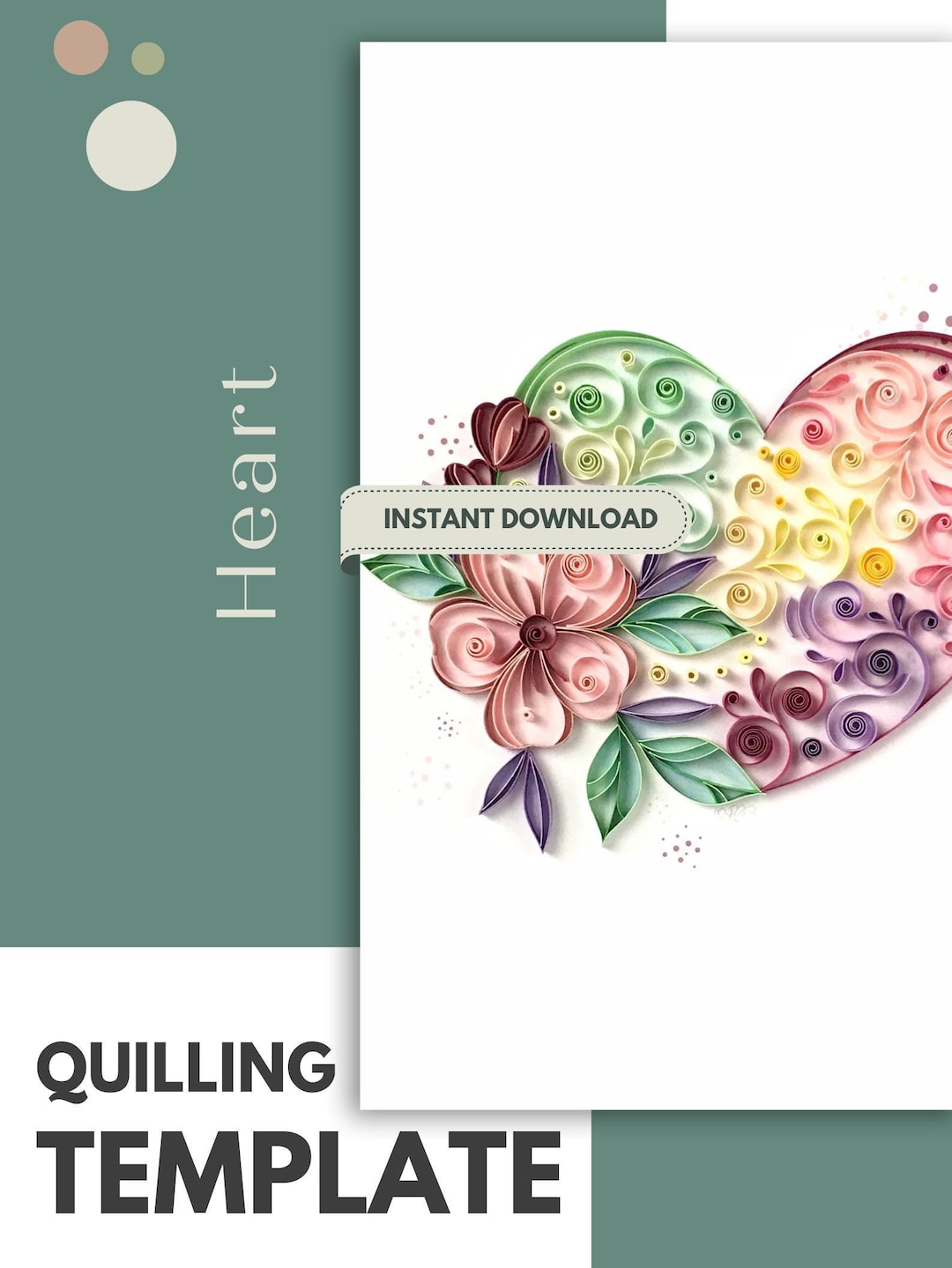 Heart Quilling Template, DIY Watercolour Pattern, Instant Digital ...