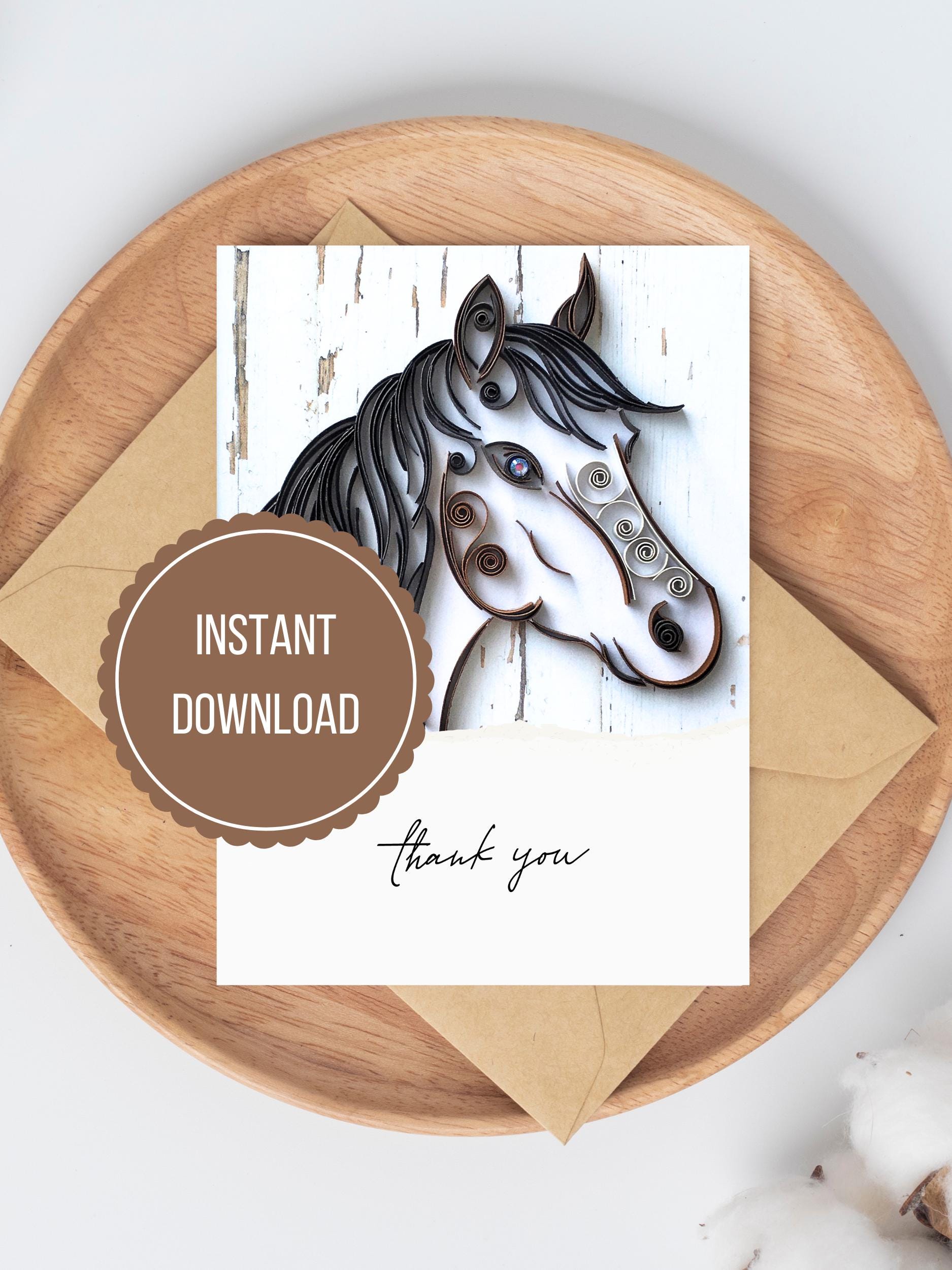 Horse Quilling Thank You Card, Quilled Horse Pattern Detailed Card ...