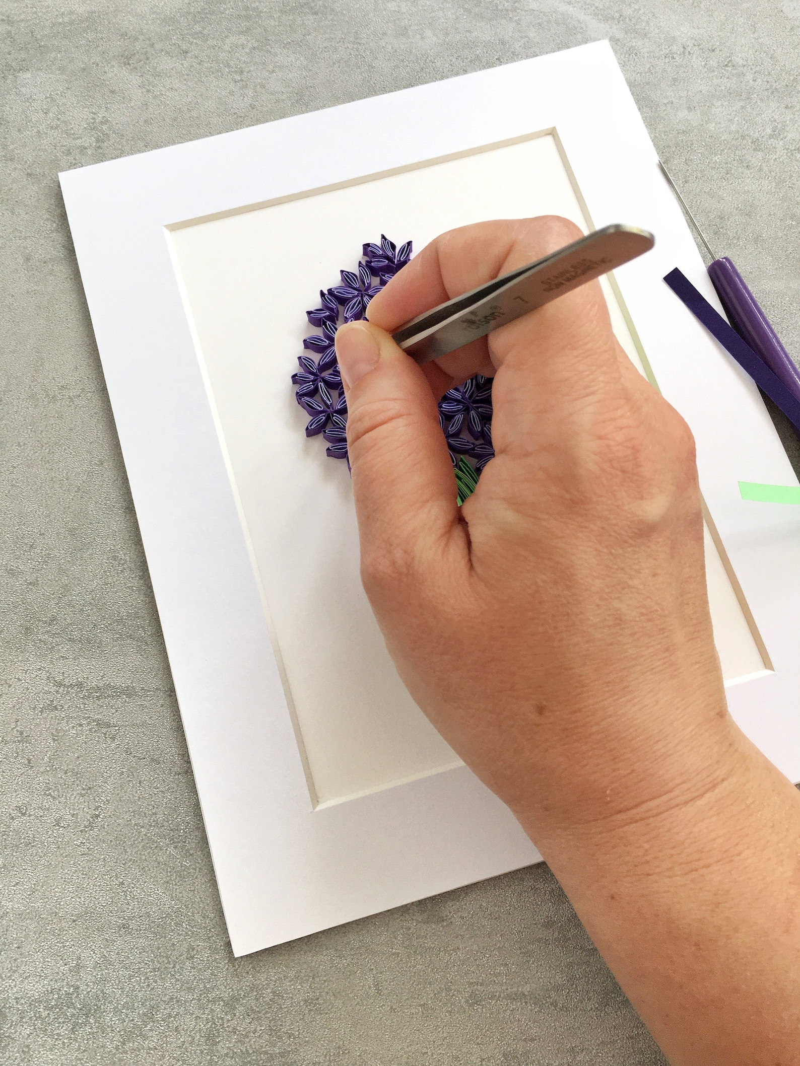 Handmade Quilling Art Hyacinth, White Mount Picture, Unframed Paper Art ...
