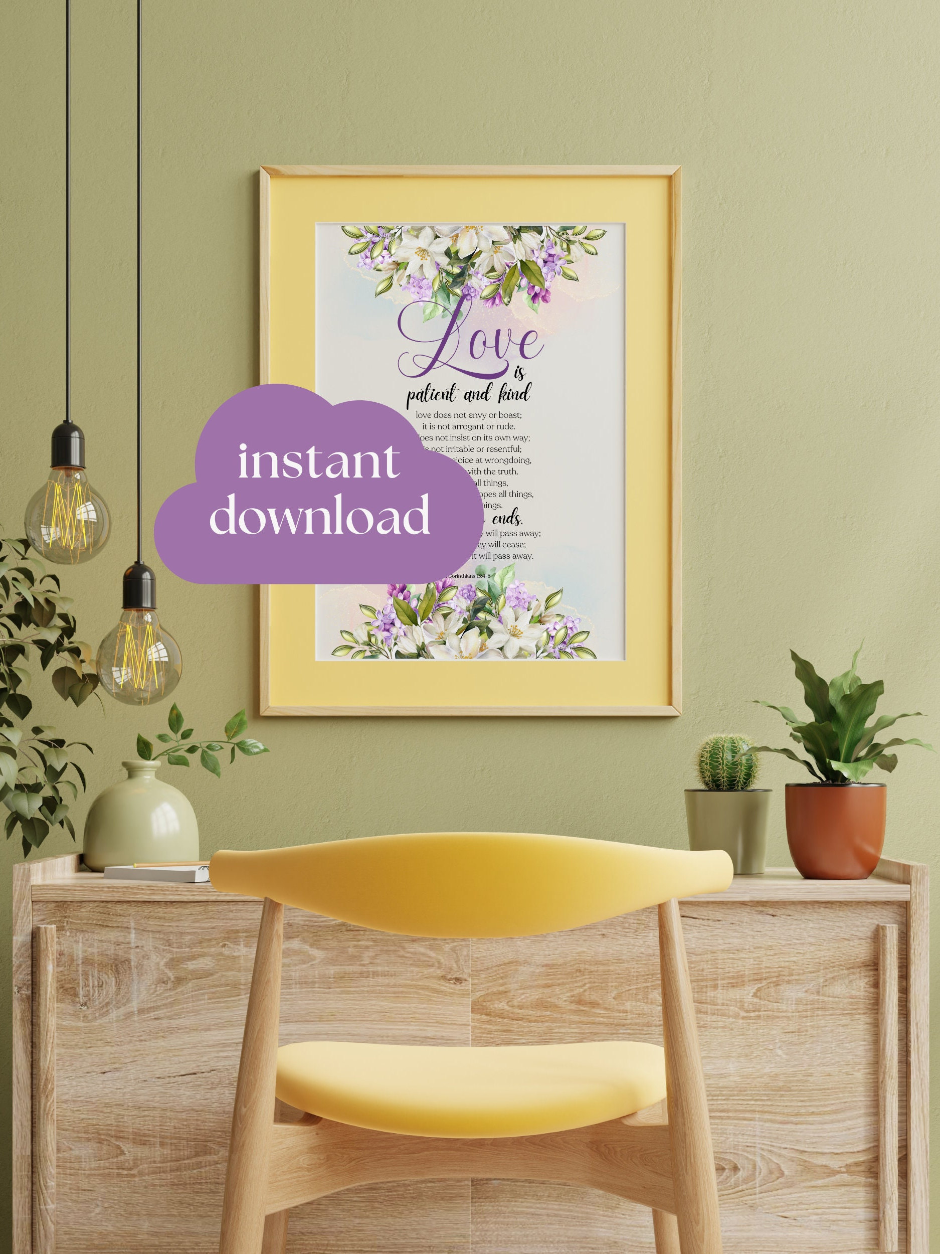 Bible Printable Poster in 4 Sizes, Instant Download Floral Digital Wall ...