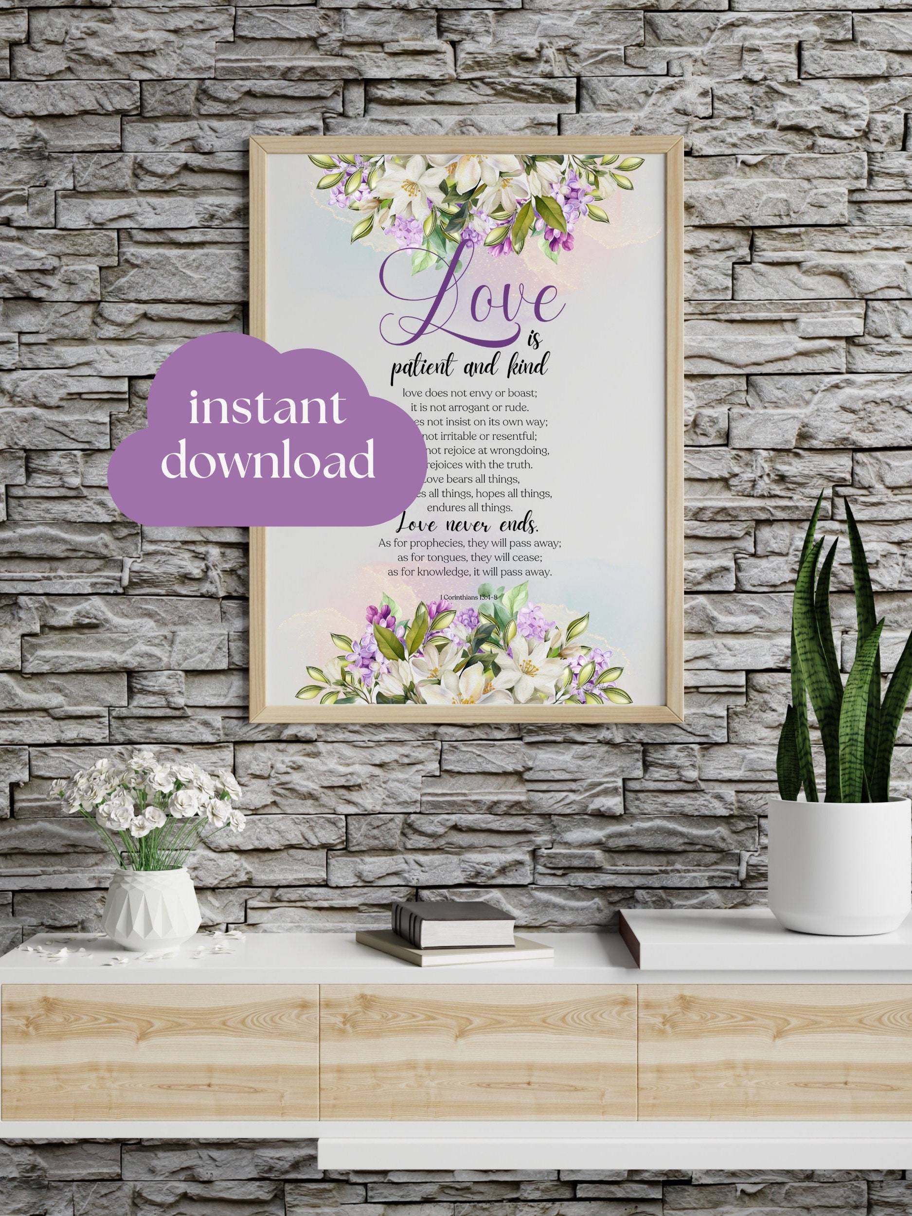 Bible Printable Poster in 4 Sizes, Instant Download Floral Digital Wall ...