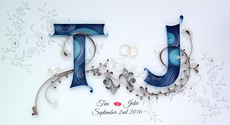 Unique Wedding Initials Paper Quilling Paper Cutting Art | Etsy