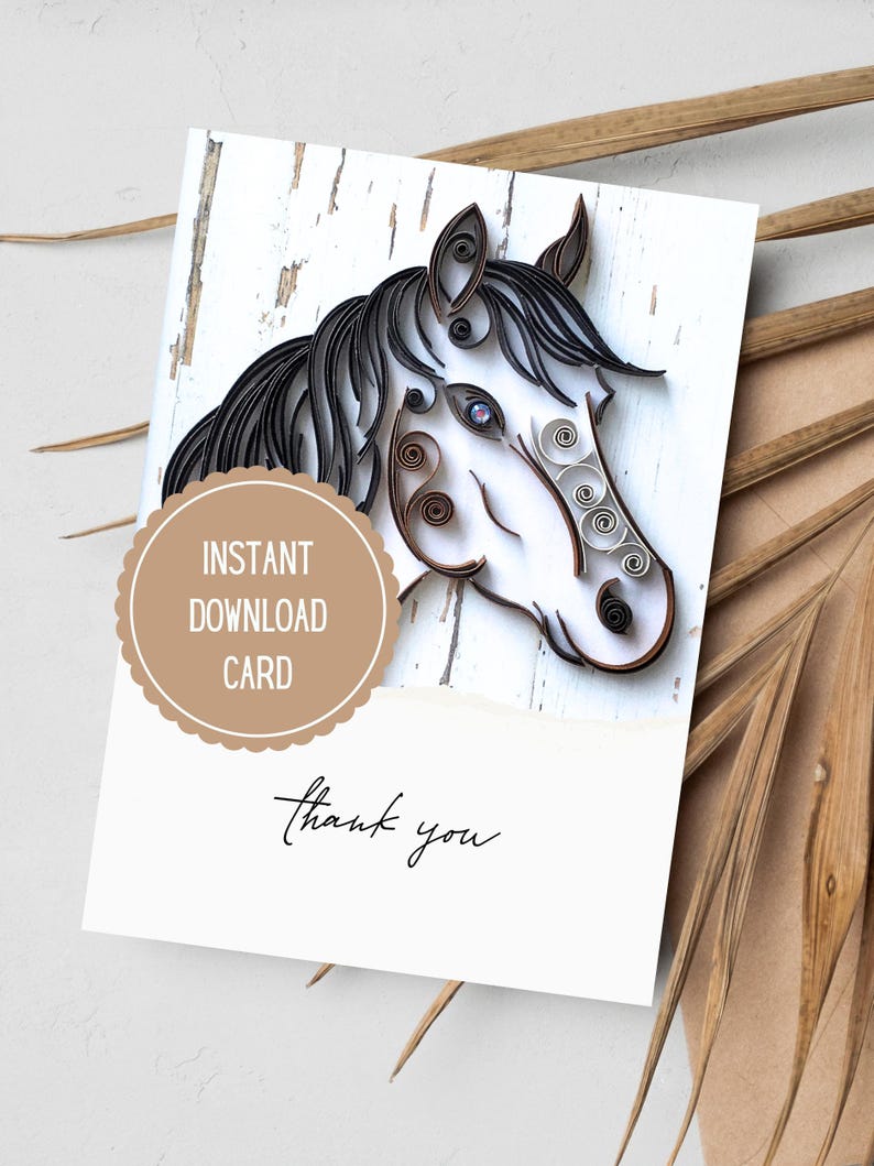 Horse Quilling Thank You Card, Quilled Horse Pattern Detailed Card ...