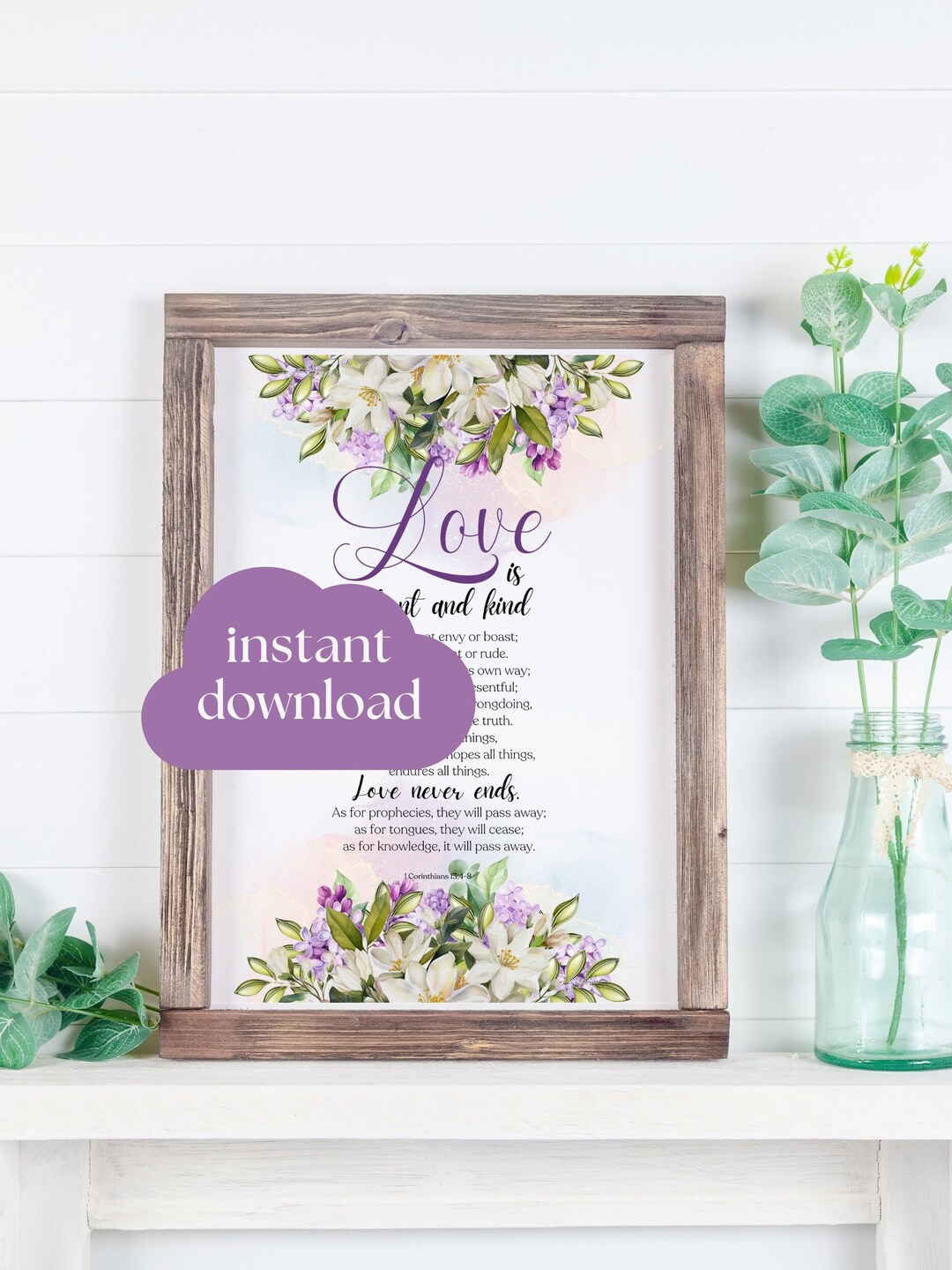 Bible Printable Poster in 4 Sizes, Instant Download Floral Digital Wall ...