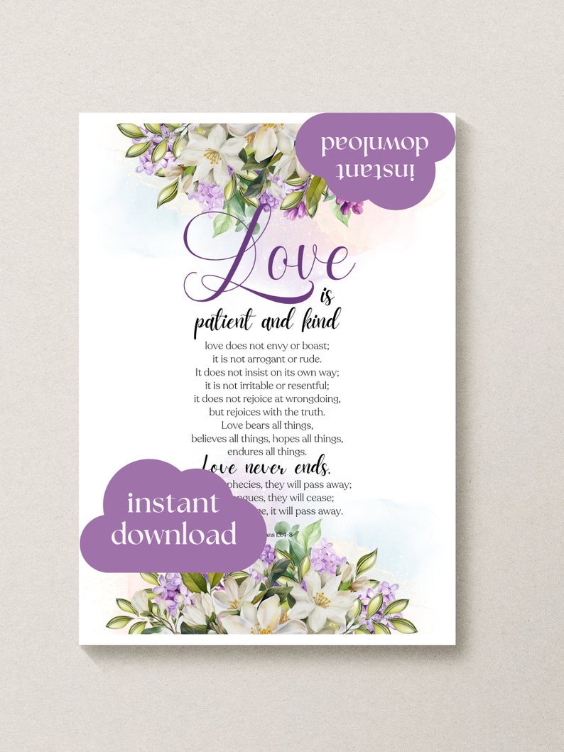 Bible Verse Floral Printable Poster, Quilling Leaves Wall Art, Instant ...