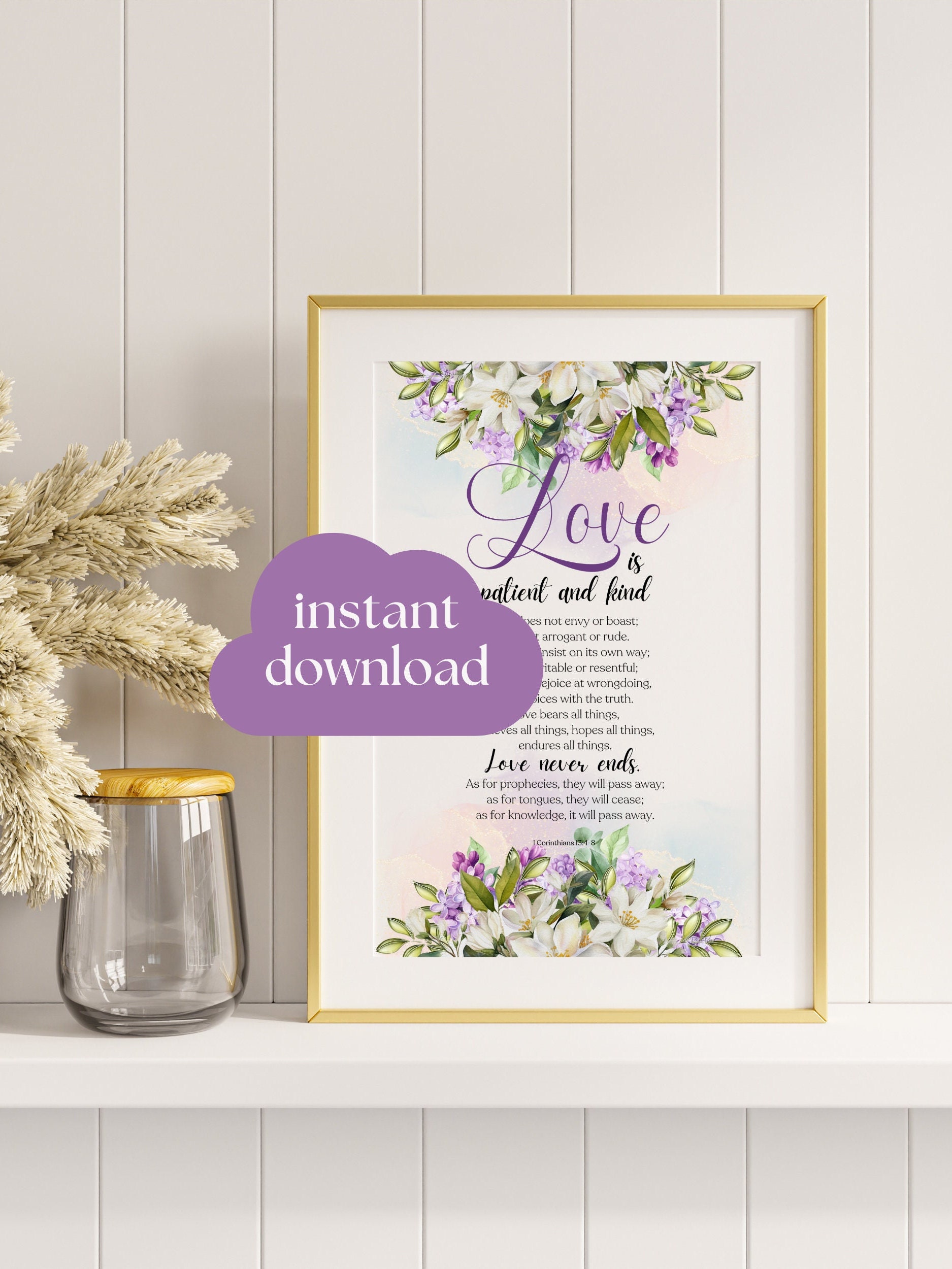 Bible Printable Poster in 4 Sizes, Instant Download Floral Digital Wall ...