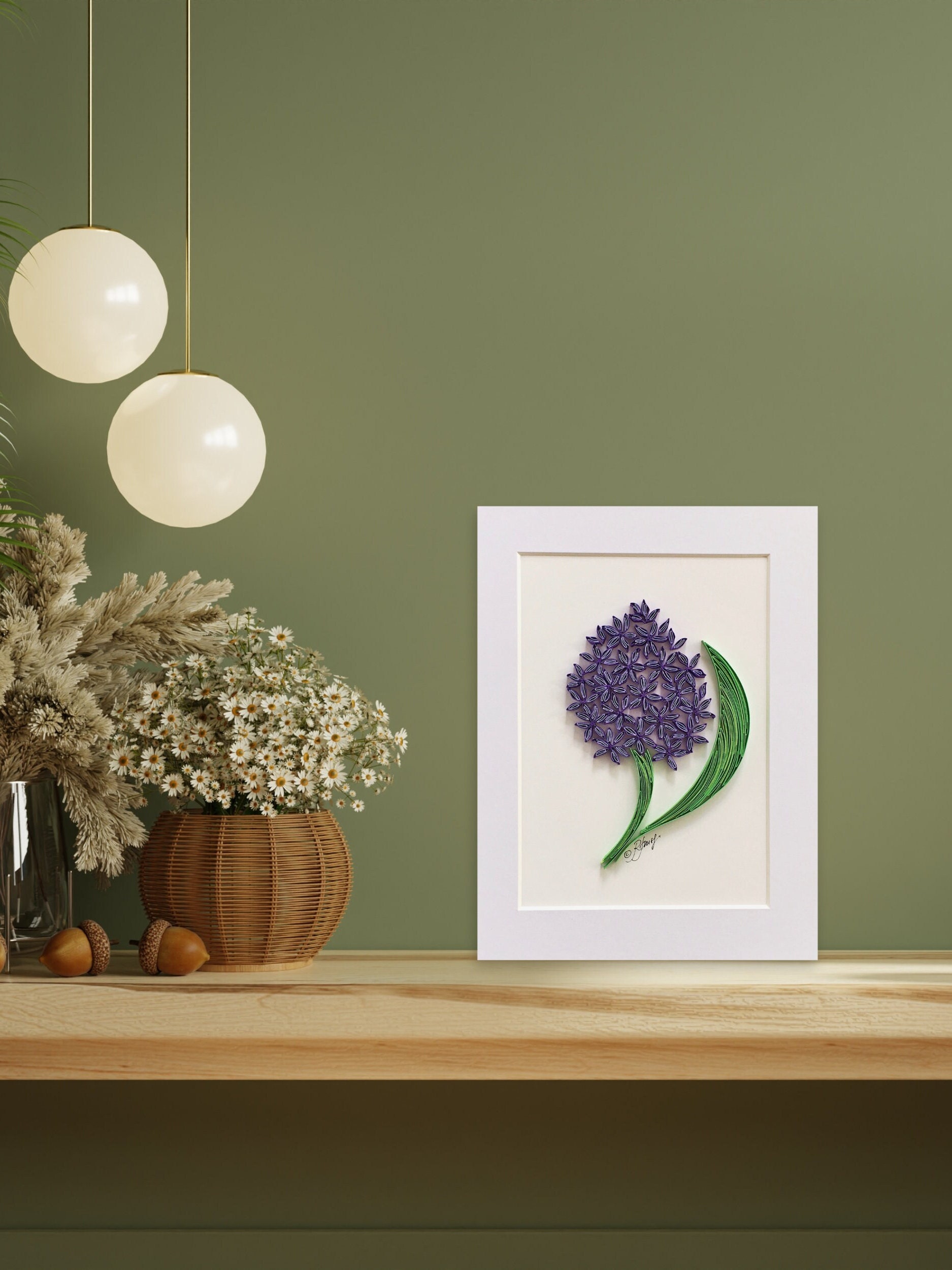 Handmade Quilling Art Hyacinth, White Mount Picture, Unframed Paper Art ...