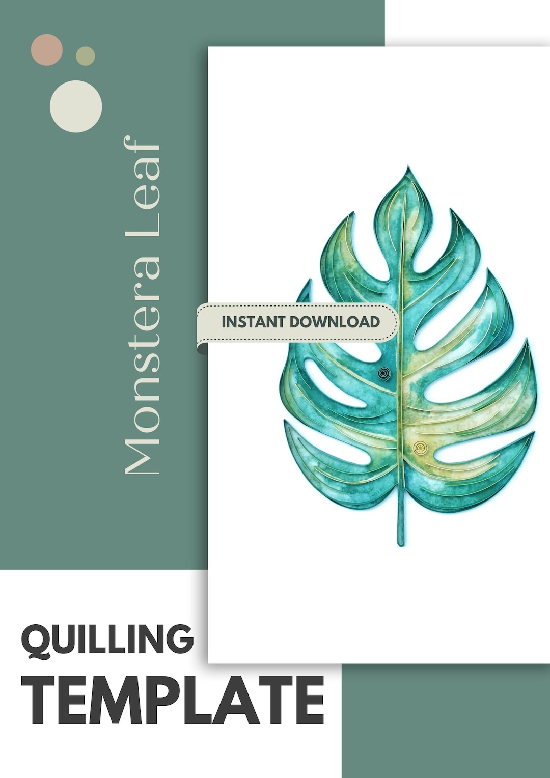 Monstera Leaf Quilling Pattern, Watercolour Template for Beginner ...