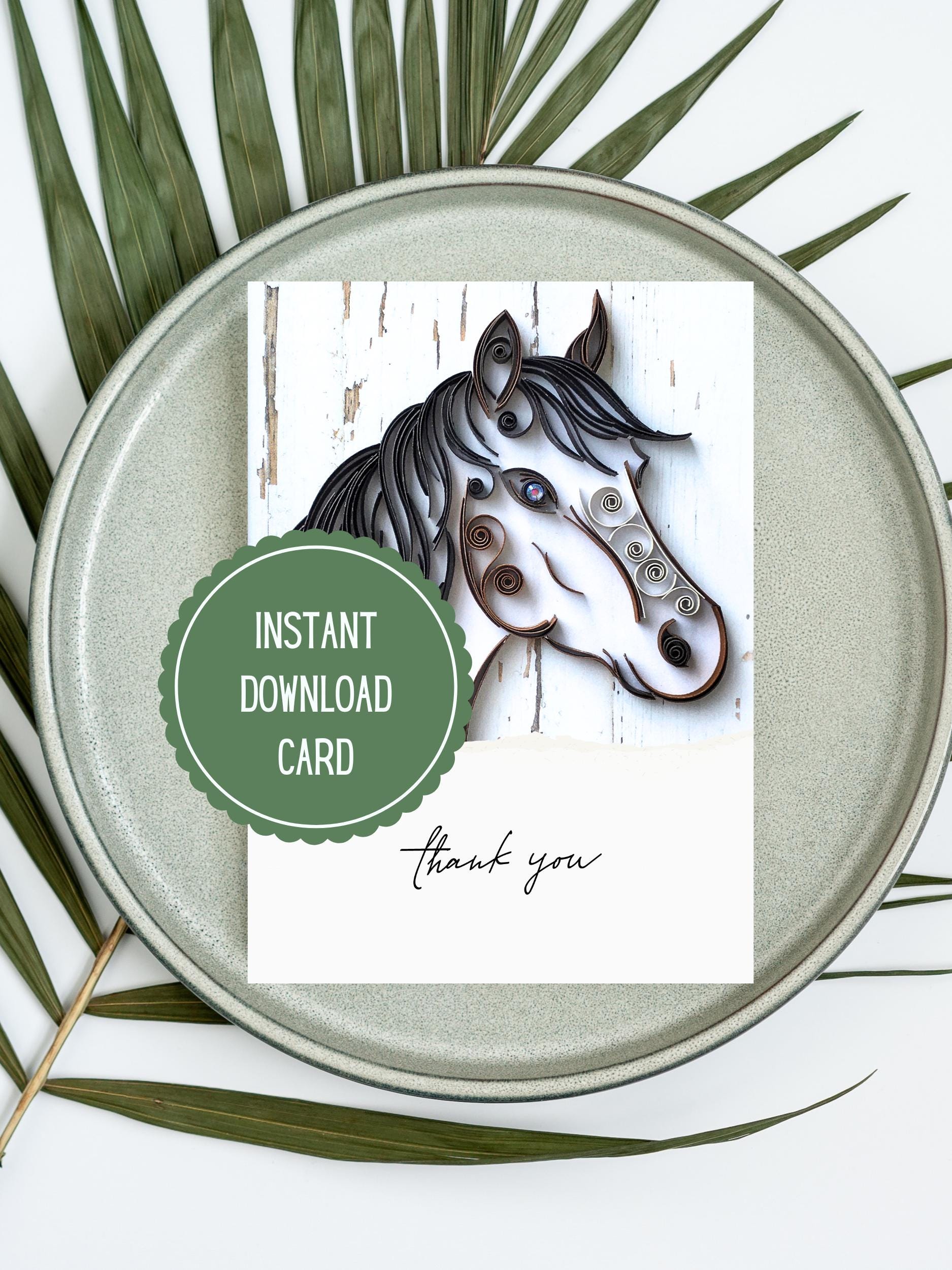 Horse Quilling Thank You Card, Quilled Horse Pattern Detailed Card ...