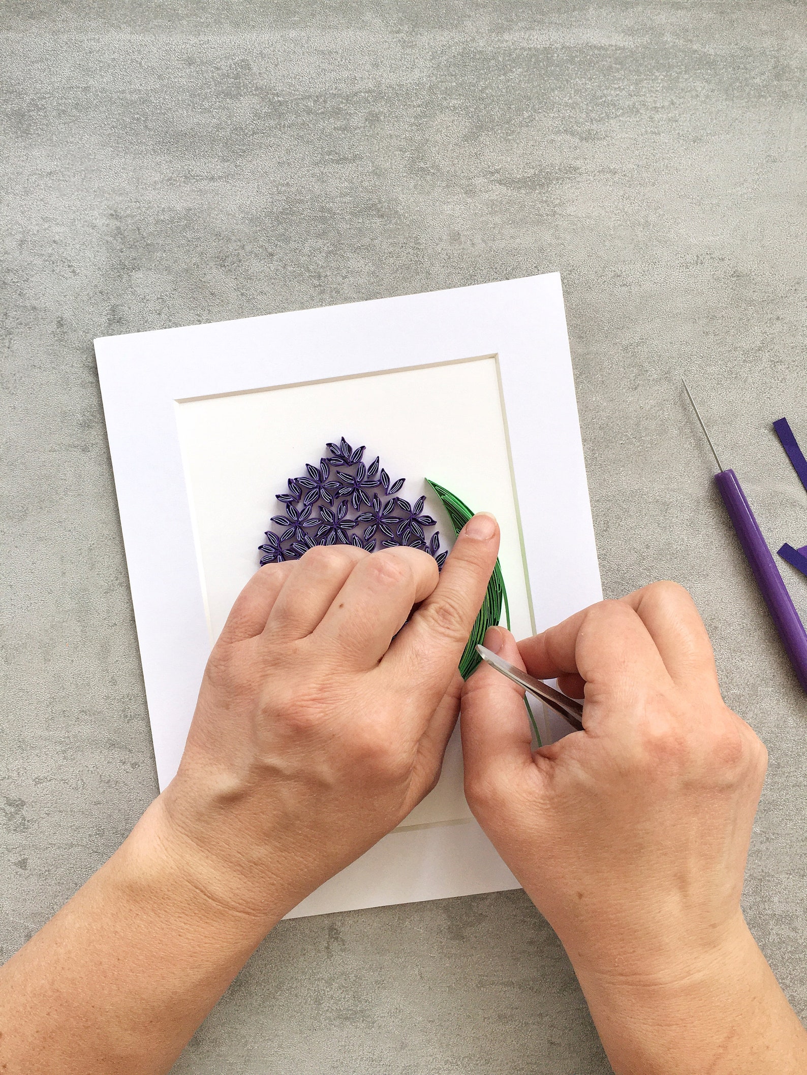 Handmade Quilling Art Hyacinth, White Mount Picture, Unframed Paper Art ...