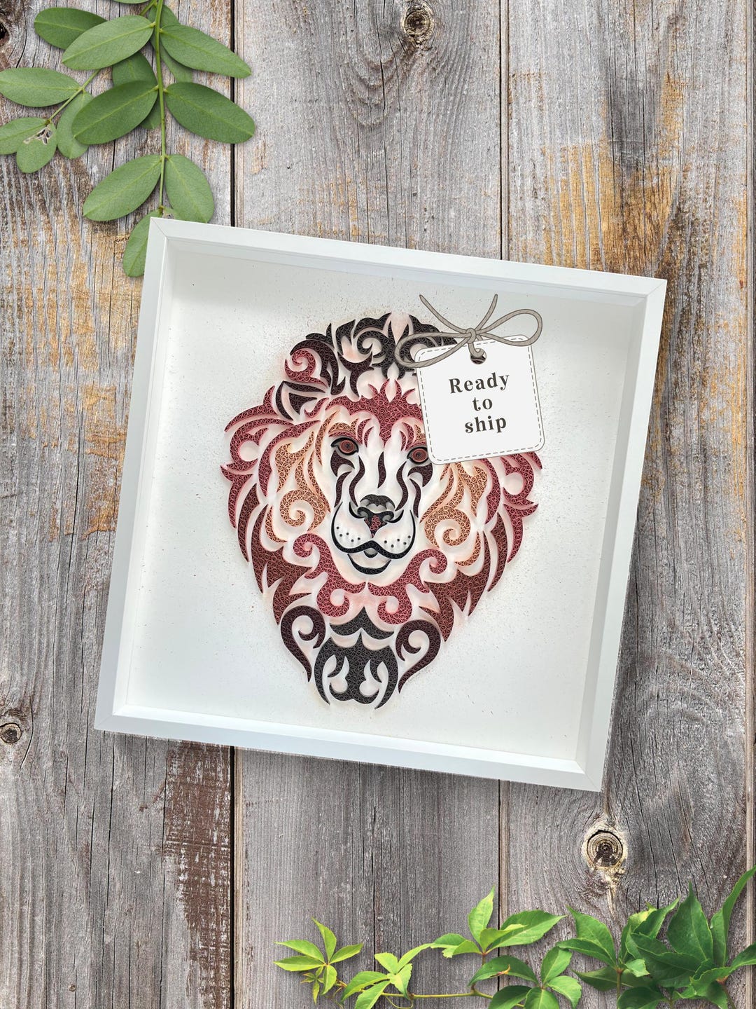 Majestic Lion Quilling Art, Framed Brown Shades Paper Art, Unique Wall ...