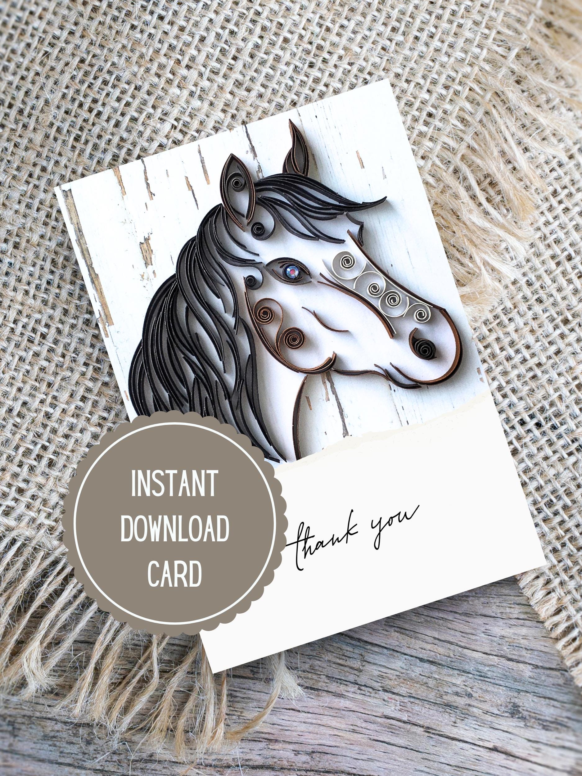 Horse Quilling Thank You Card, Quilled Horse Pattern Detailed Card ...