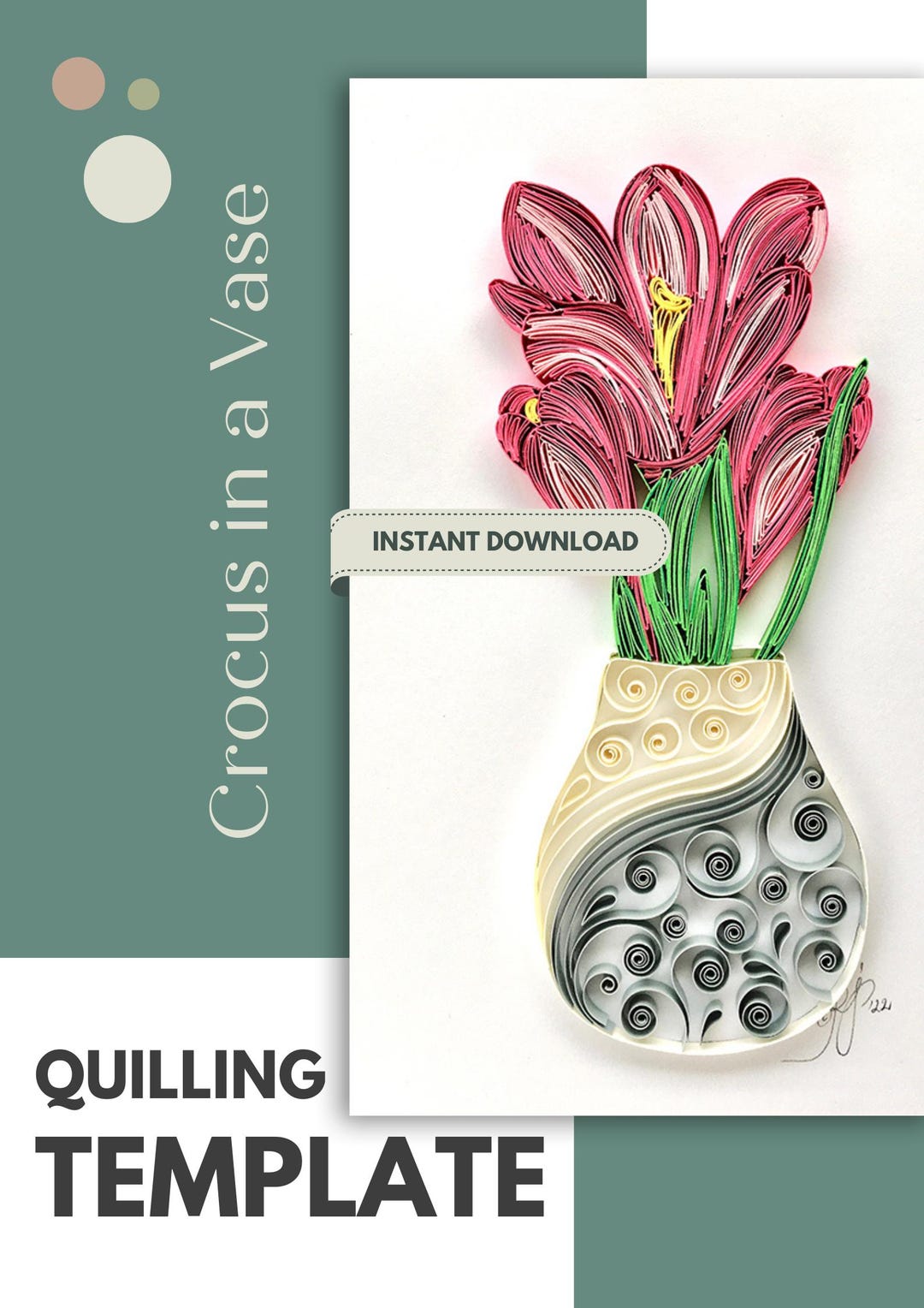 Quilling Template Pattern to Make Crocus in a Vase Instant Download How ...