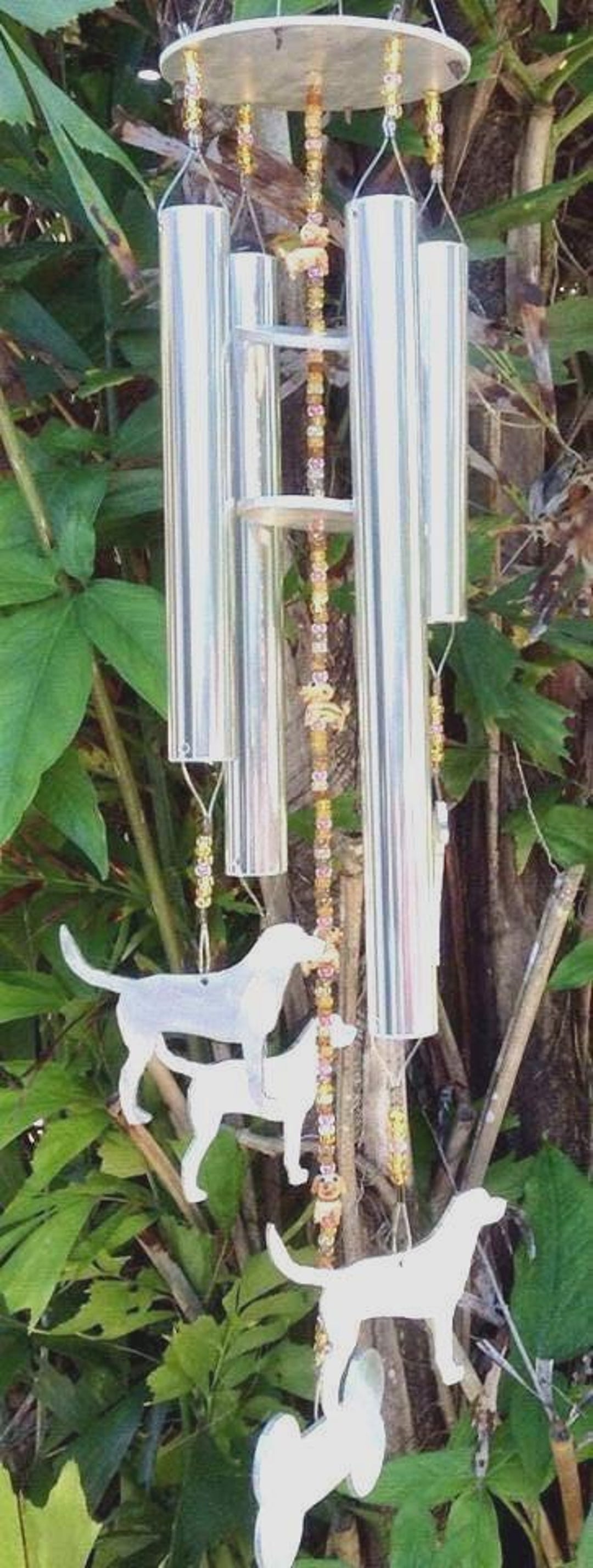 Handmade Wind Chime With Golden Retriever Dog and Dog Bone Wind Catcher ...